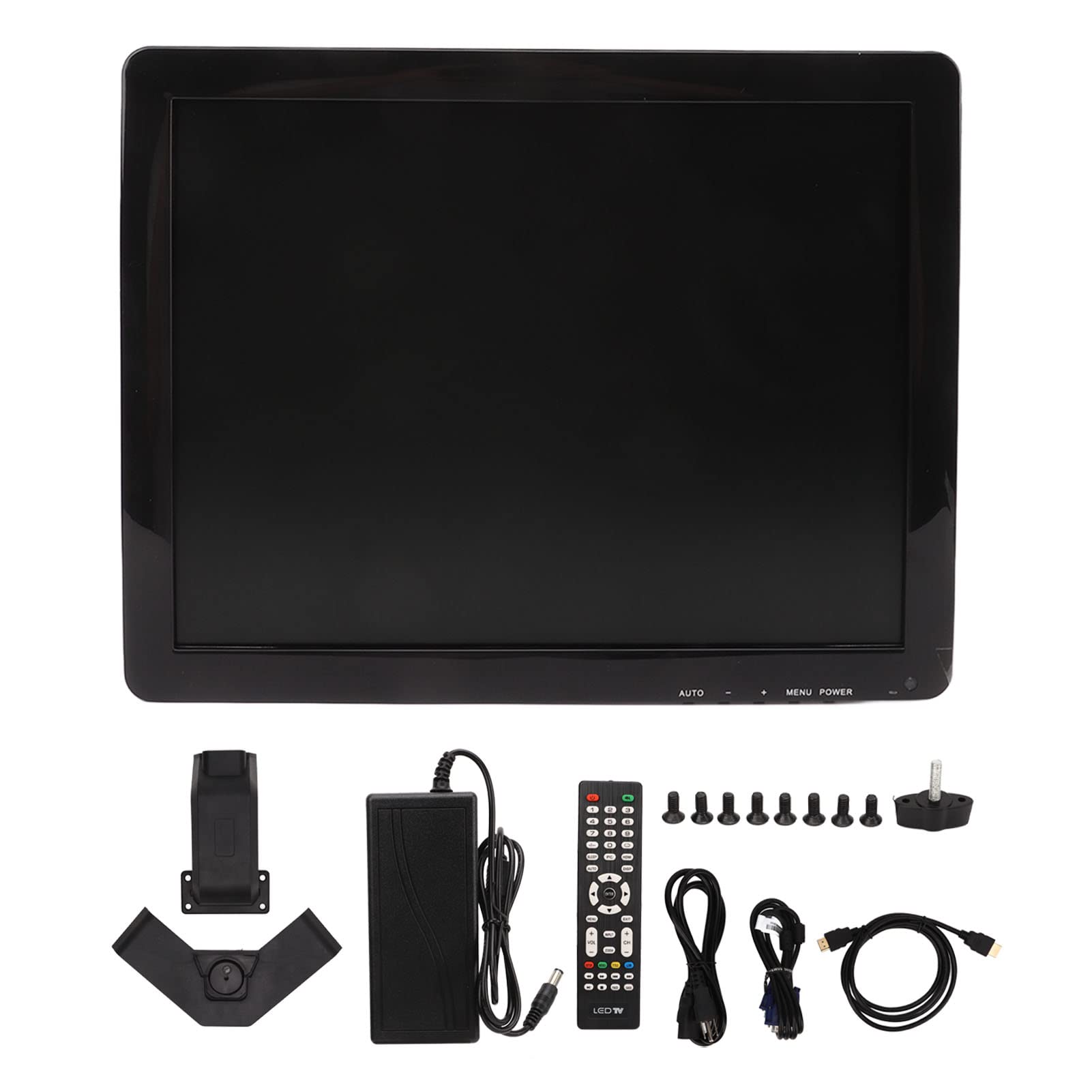 Qinlorgo USB VGA AV BNC DC Input Monitor, 100-240V Easy Install 15 Inch TFT LCD Monitor with Clear Image for PC (US Plug)