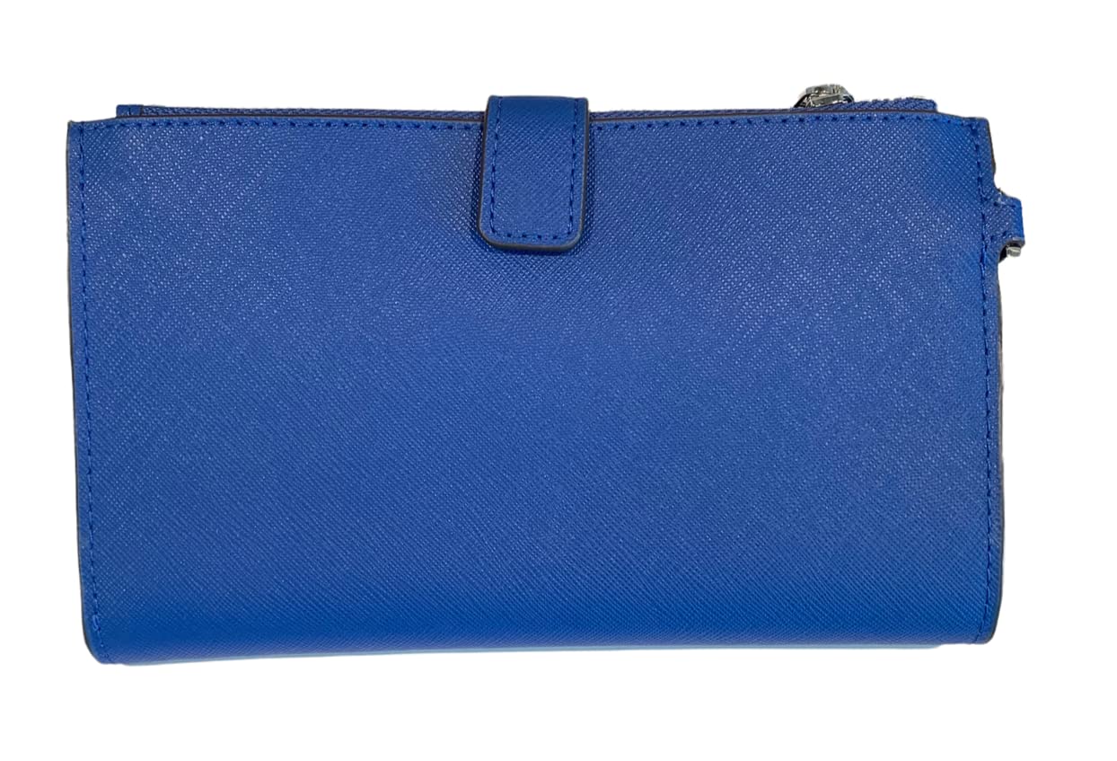 Michael Kors Jet Set Travel Double Zip Saffiano Leather Wristlet Wallet (Electric Blue)