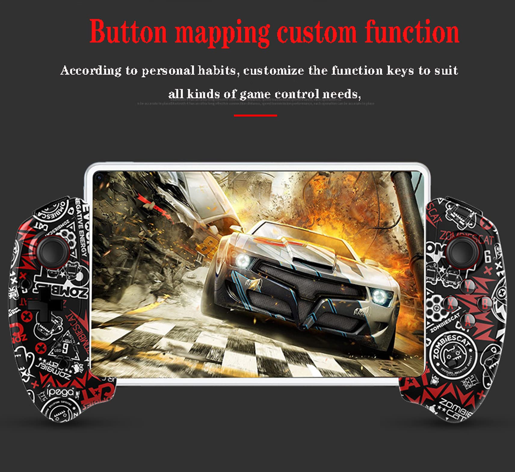 ipega-PG-9083C ZOMBIESCAT wireless phones Android controller tablet controller for Samsung Galaxy Z Galaxy S21 S21 + 5G S20 S20 + 5G S10 S10 + Note 20 Note10 for Nintendo switch Android Mobile Smartphone Tablet controller (Android 6.0 Higher System)