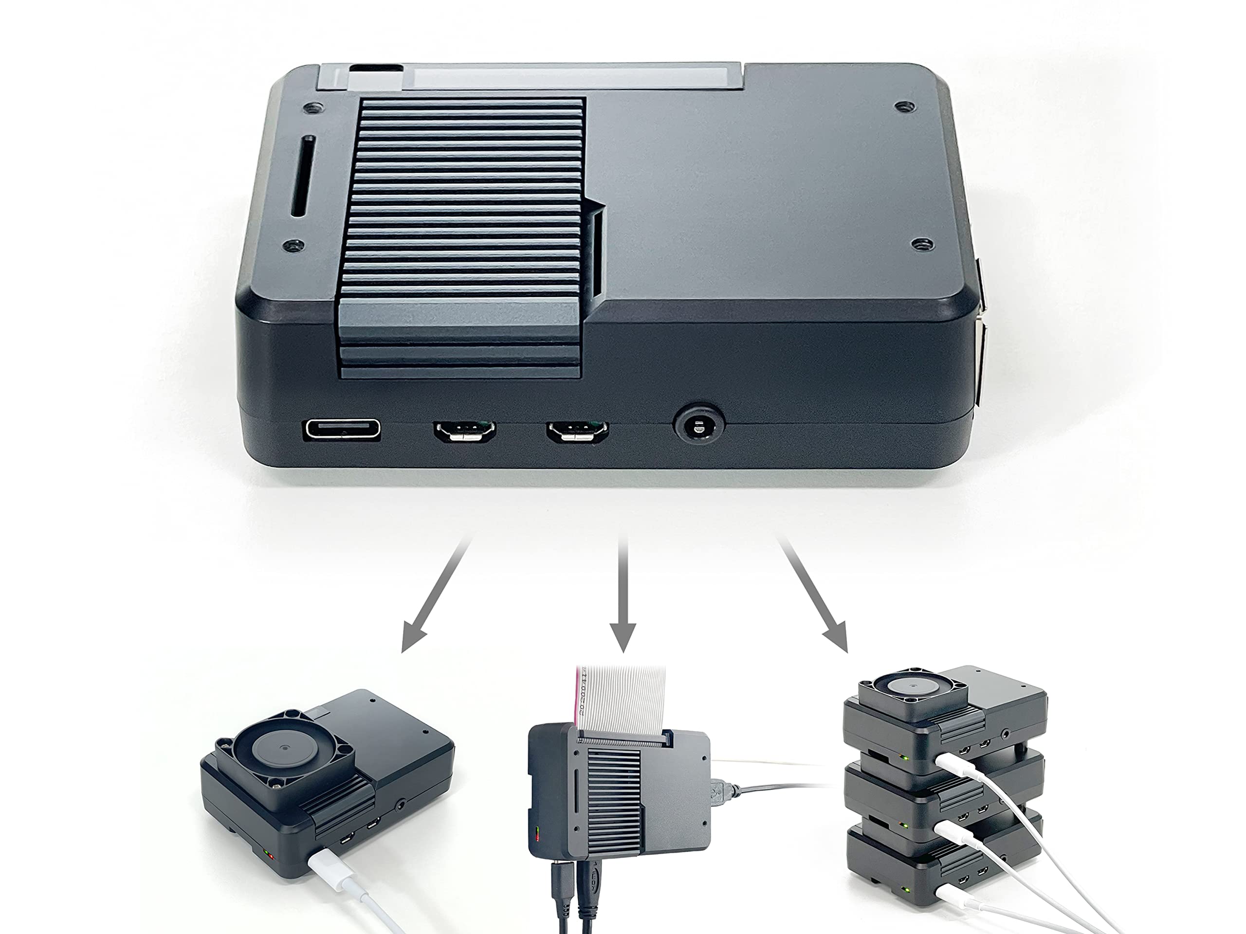 Raspberry Pi 4B (4GB) Board with Multi-Functional Case - 1.Noiseless Passive Cooling 2.Active Cooling for Heavy Loads 3.Wall Mount 4.Cluster Building