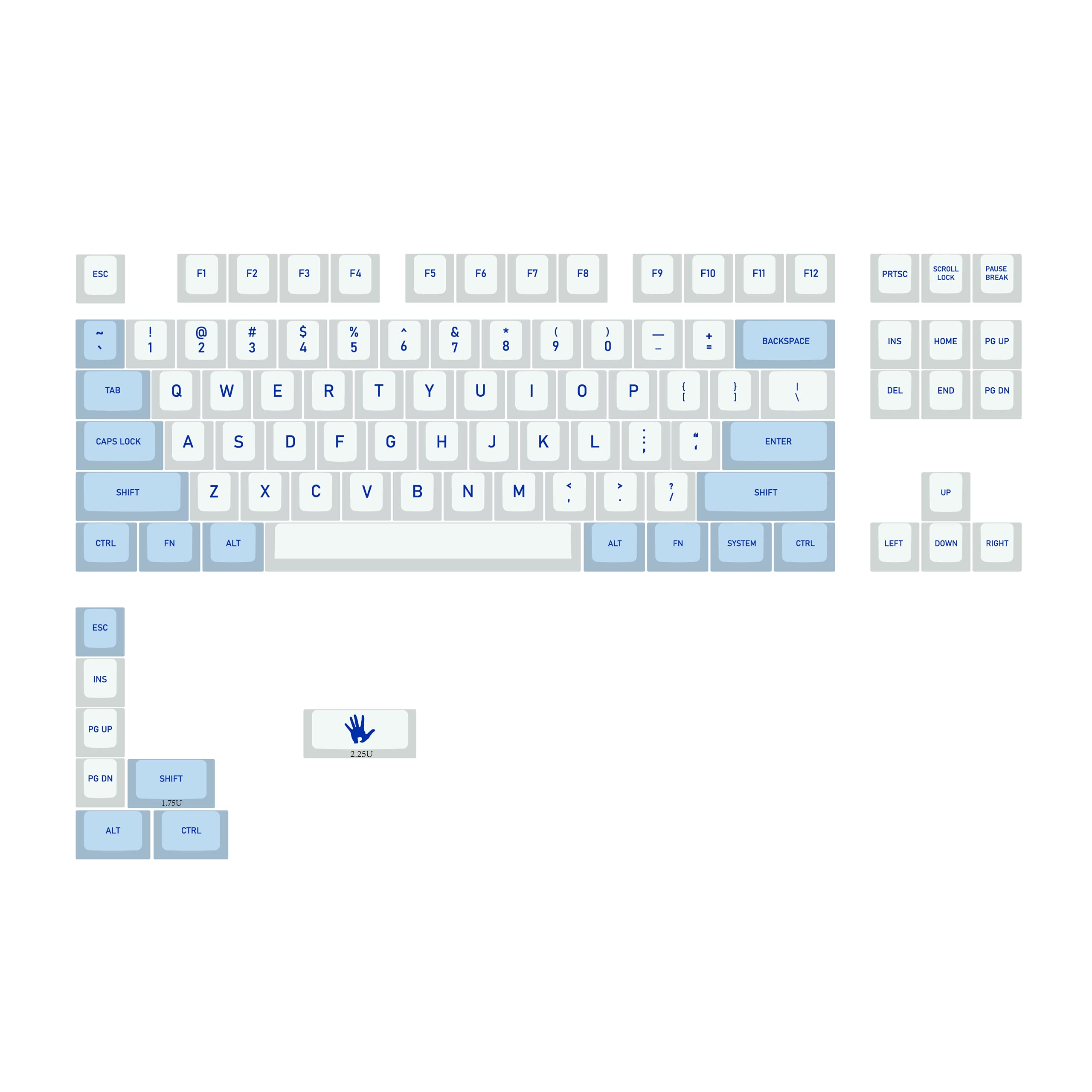 IDOBAO Blue and WhiteKeycaps Pegaso Cherry Profile Thick PBT Dye-Sublimation Keycaps with 95 Keys for Standard 60 65 70 80 90 Layout Cherry MX Mechanical Keyboard Office Gaming