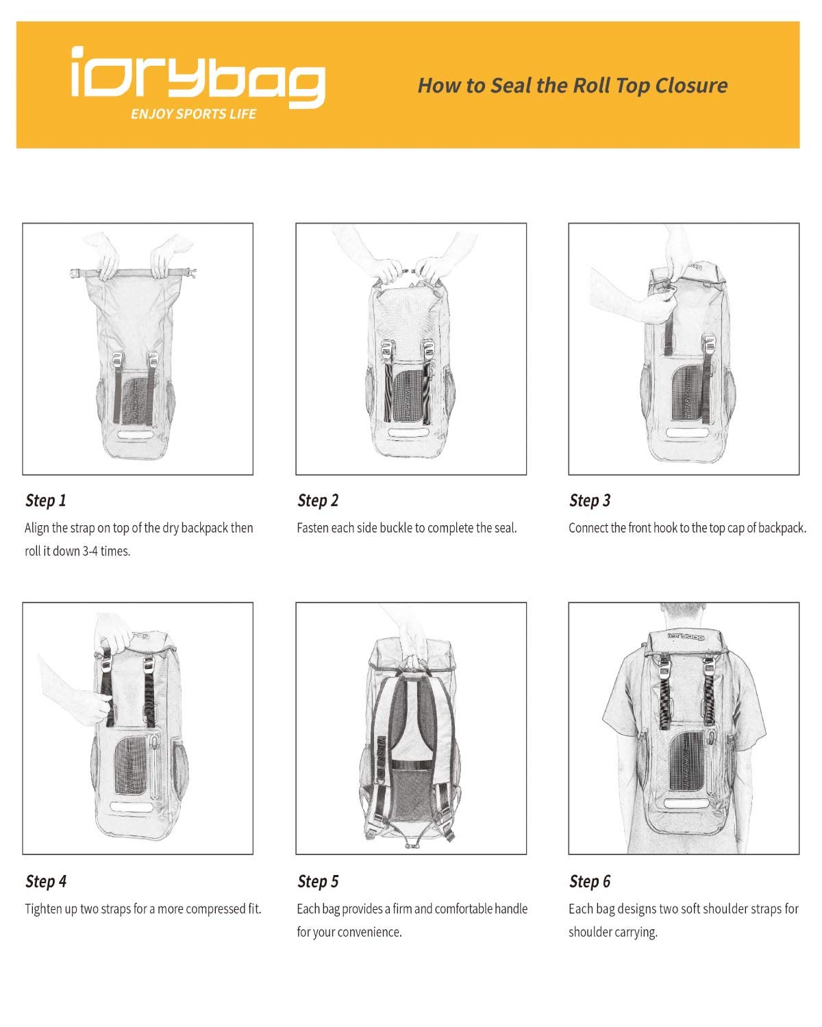 IDRYBAG Waterproof Backpack Dry Bag 30L, Dry Backpack Bags Waterproof for Women Men, Dry Sack Waterproof Bag for Kayaking, Canoeing, Floating, Boating, Rafting, Hiking, Camping