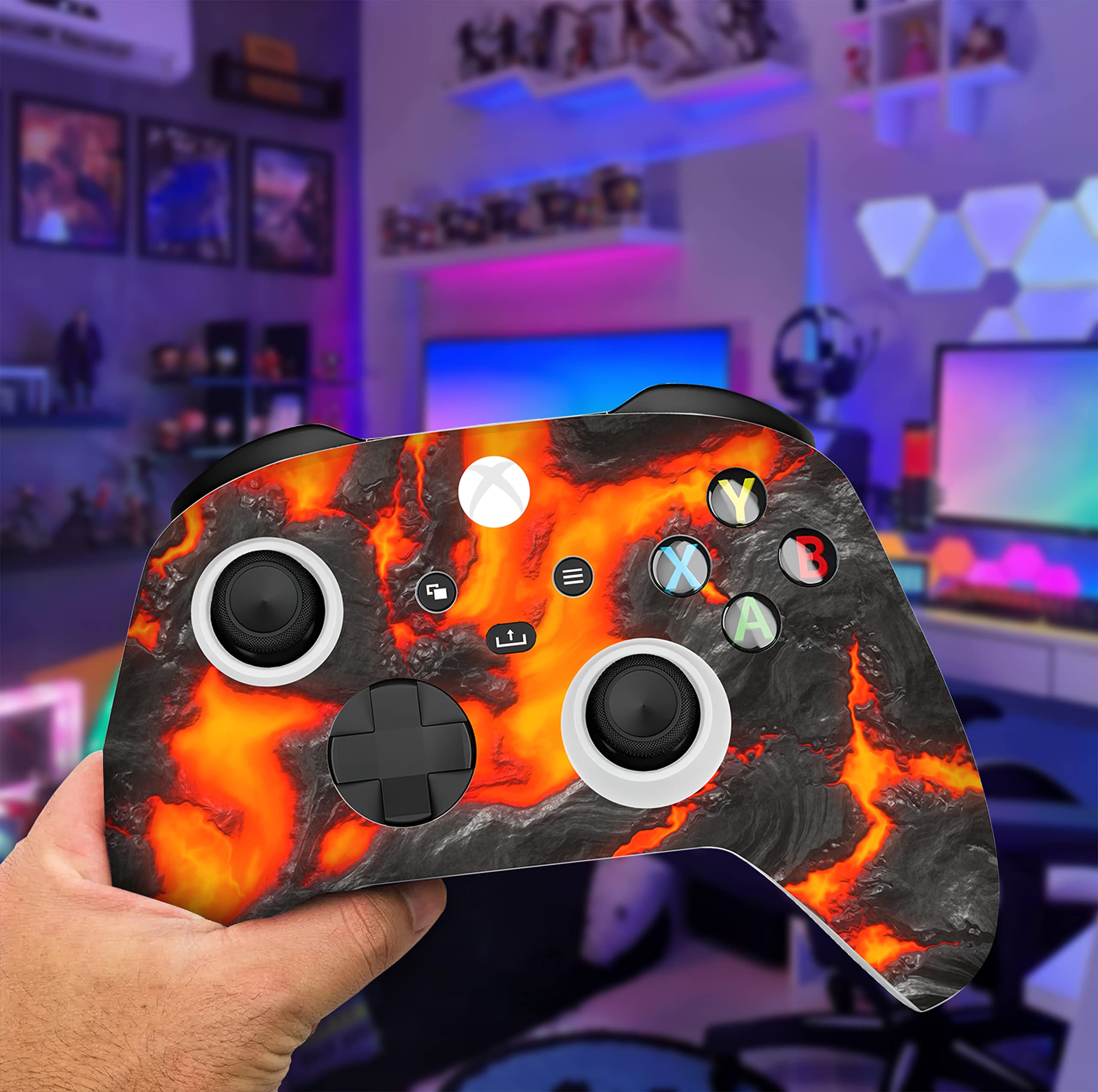 HK Studio Lava Art Decal Sticker Skin to Cover X-Box Series X with No Bubble, Waterproof, Full Protection - Including 2 Controller Skins and Console Skin