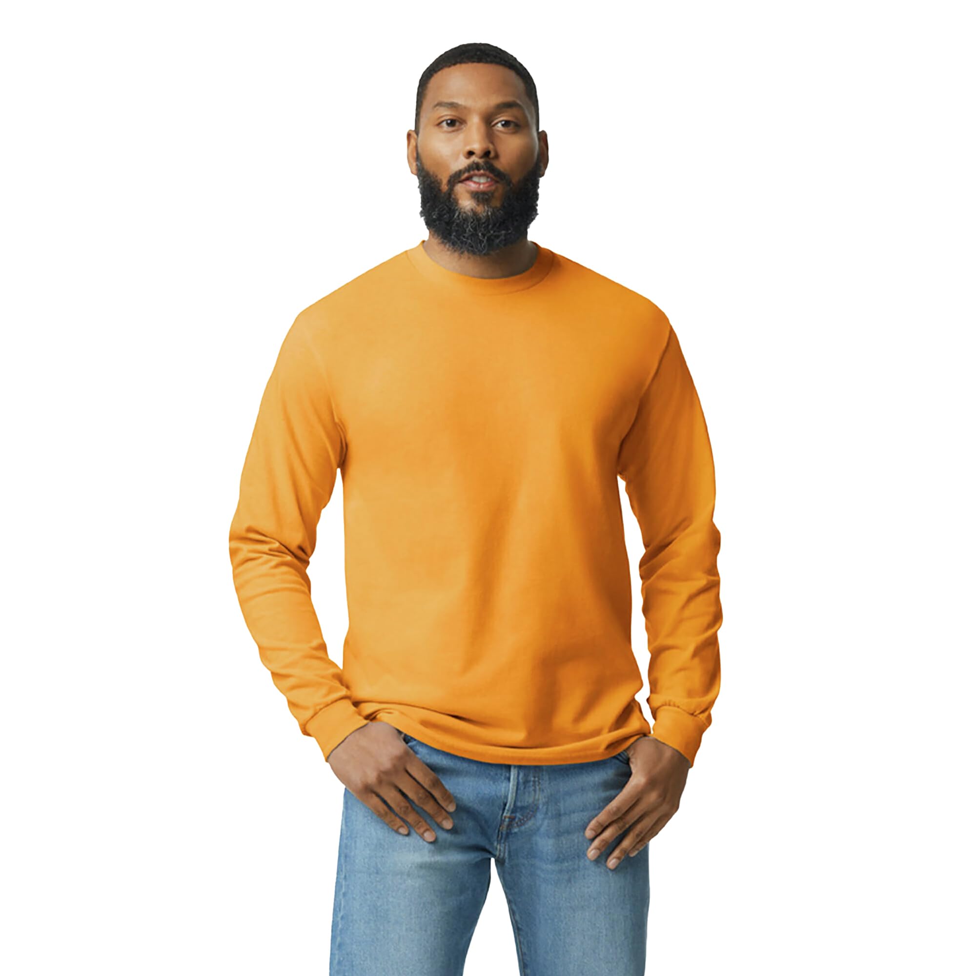 Gildan Heavy Cotton Long Sleeve T-Shirt, Style G5400, 2-Pack, Gold, Large