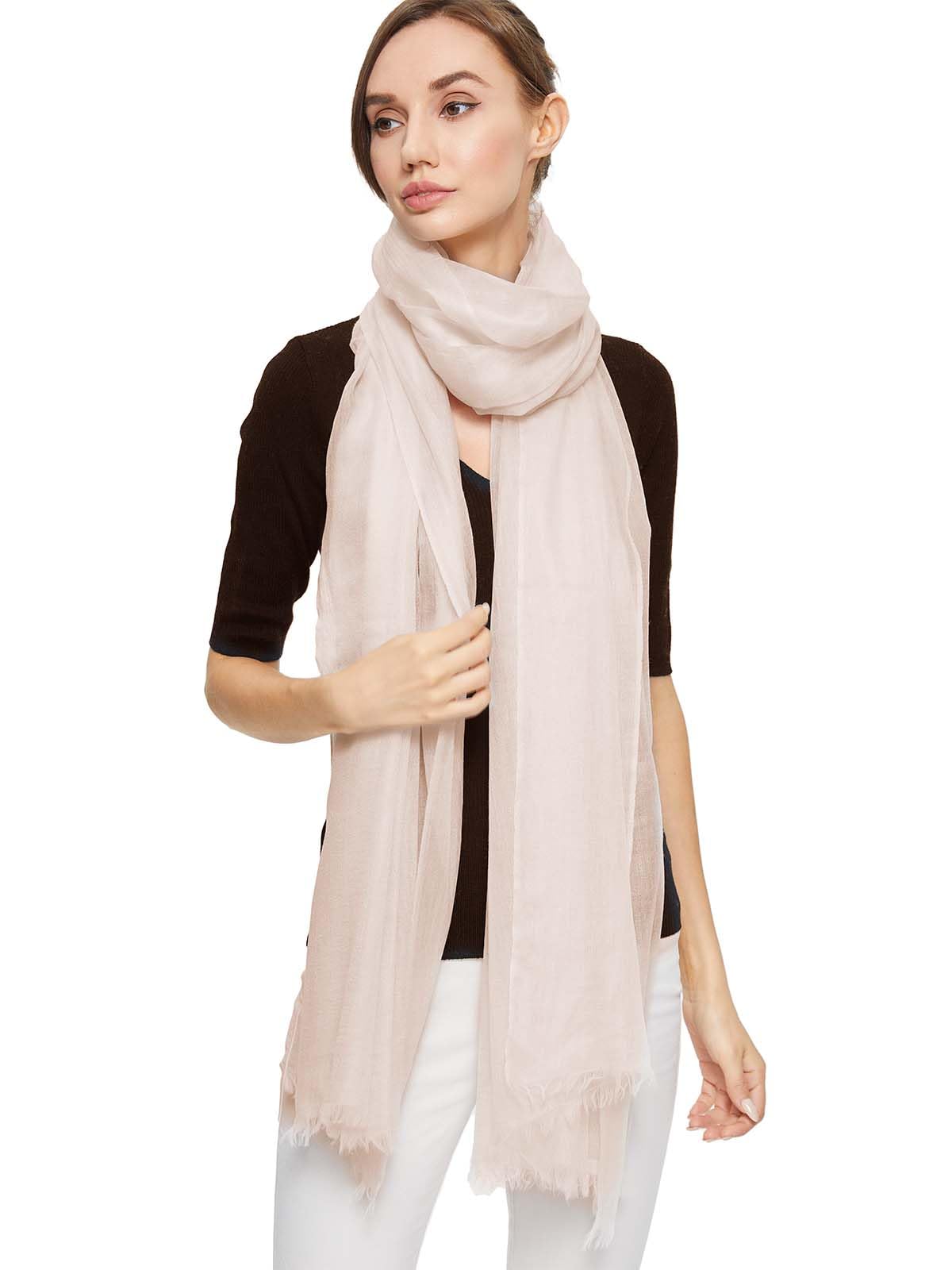 Ovcio Featherlight Ivory Cashmere Scarf - 100% Pure Cashmere Wrap Scarf for Women (87x39) with Gift Box