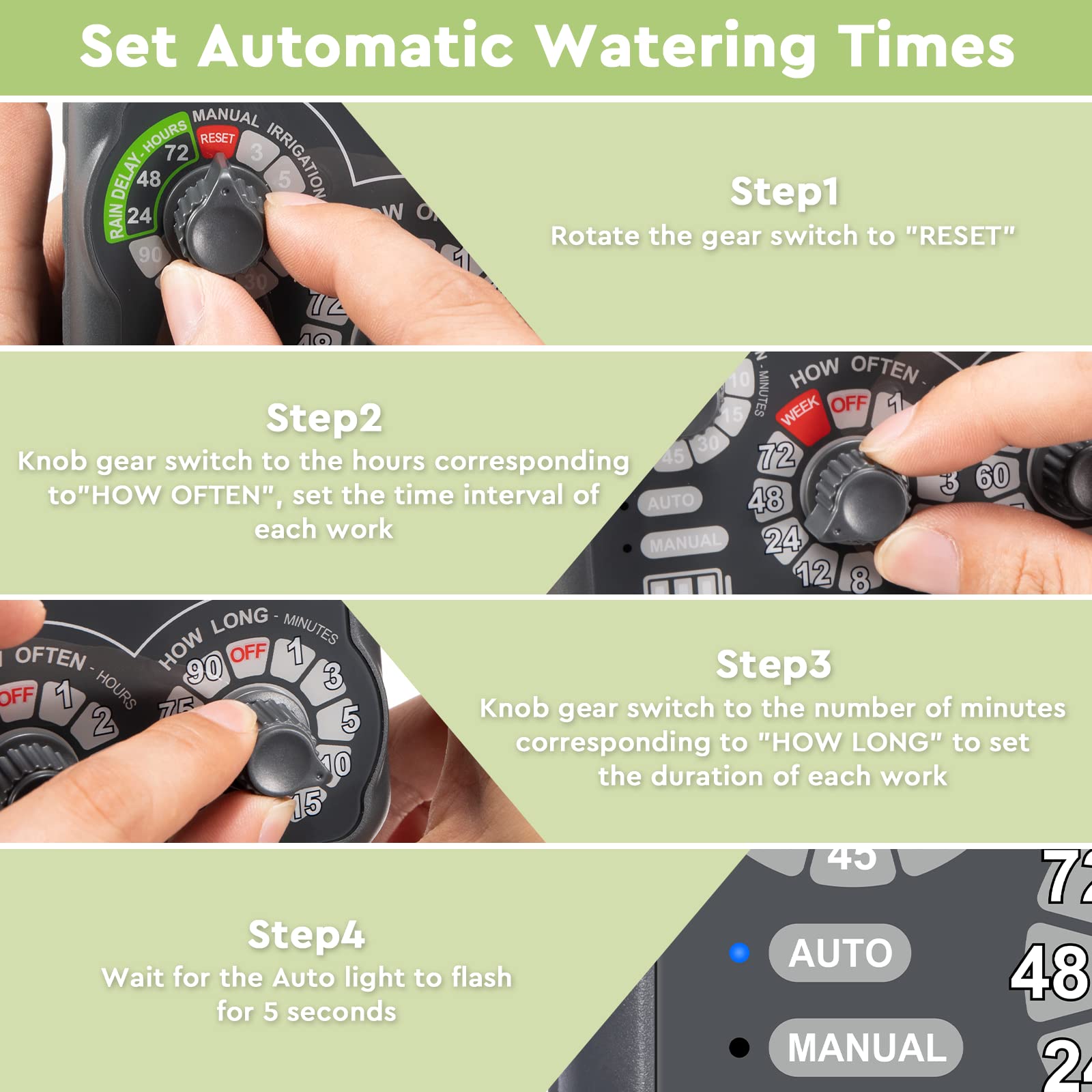 Moistenland Sprinkler Timer, Hose Timer, Lawn & Garden Watering Equipment, Programmable Water Timer with Rain Delay/Manual/Automatic Irrigation System, IP54 Waterproof