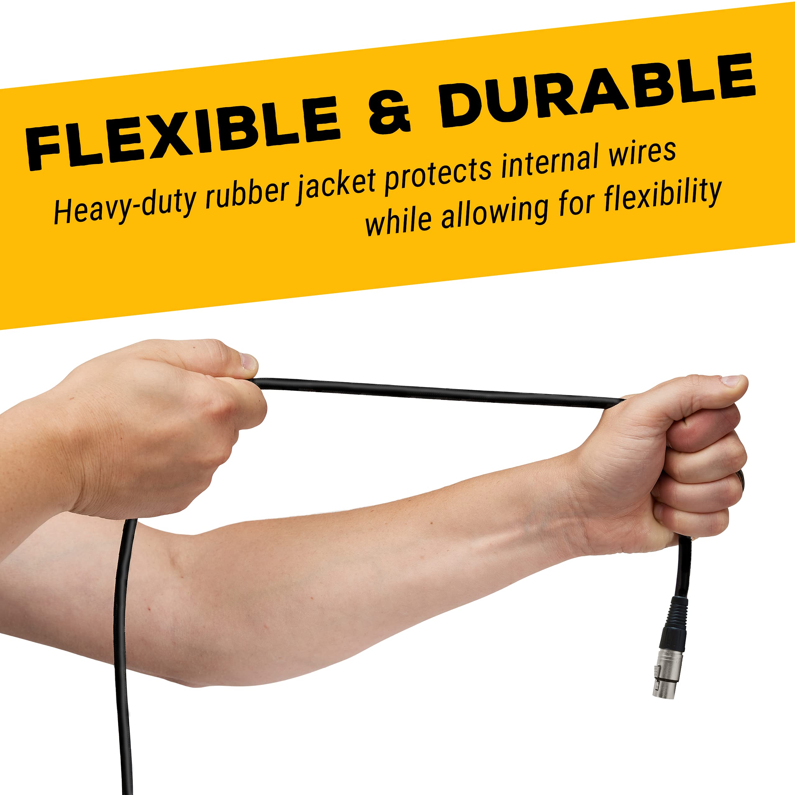 GLS Audio 25ft Mic Cable Patch Cords - XLR Male to XLR Female Black Microphone Cables - 25' Balanced Mike Snake Cord - 5 Pack