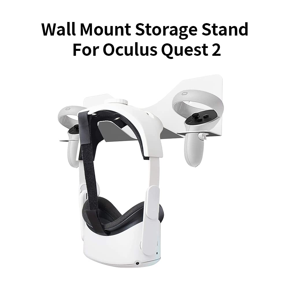 JDDWIN VR Headset Wall Mount Storage Stand Hook Compatible for Oculus Quest 2,Quest,Rift-S, HP Reverb G2, HTC Vive, Vive Pro,Valve Index,PS VR (White)