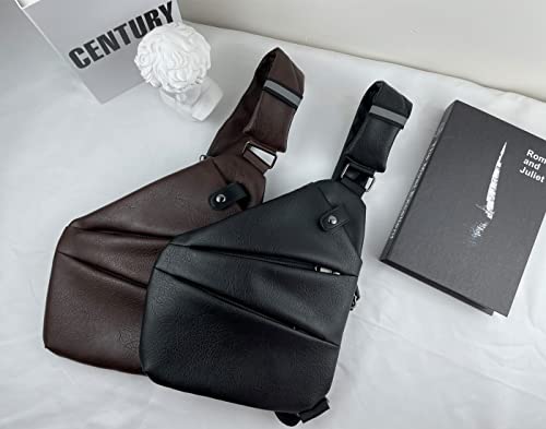 VUUEAN Personal flex bag,Sling Bag Anti-Thief Crossbody Shoulder Bag Multipurpose Crossbody Backpack for Outdoor (brown leather)