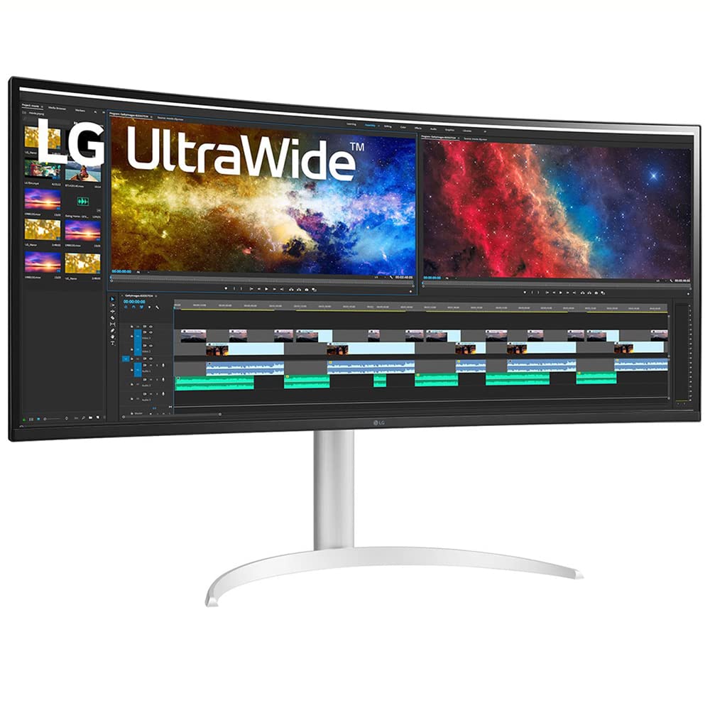 LG 38WP85C-W 38" Curved 21:9 UltraWide QHD 3840x1600 PC Monitor Bundle with 3 YR CPS Enhanced Protection Pack and Microsoft 365 Personal 15 Month Subscription