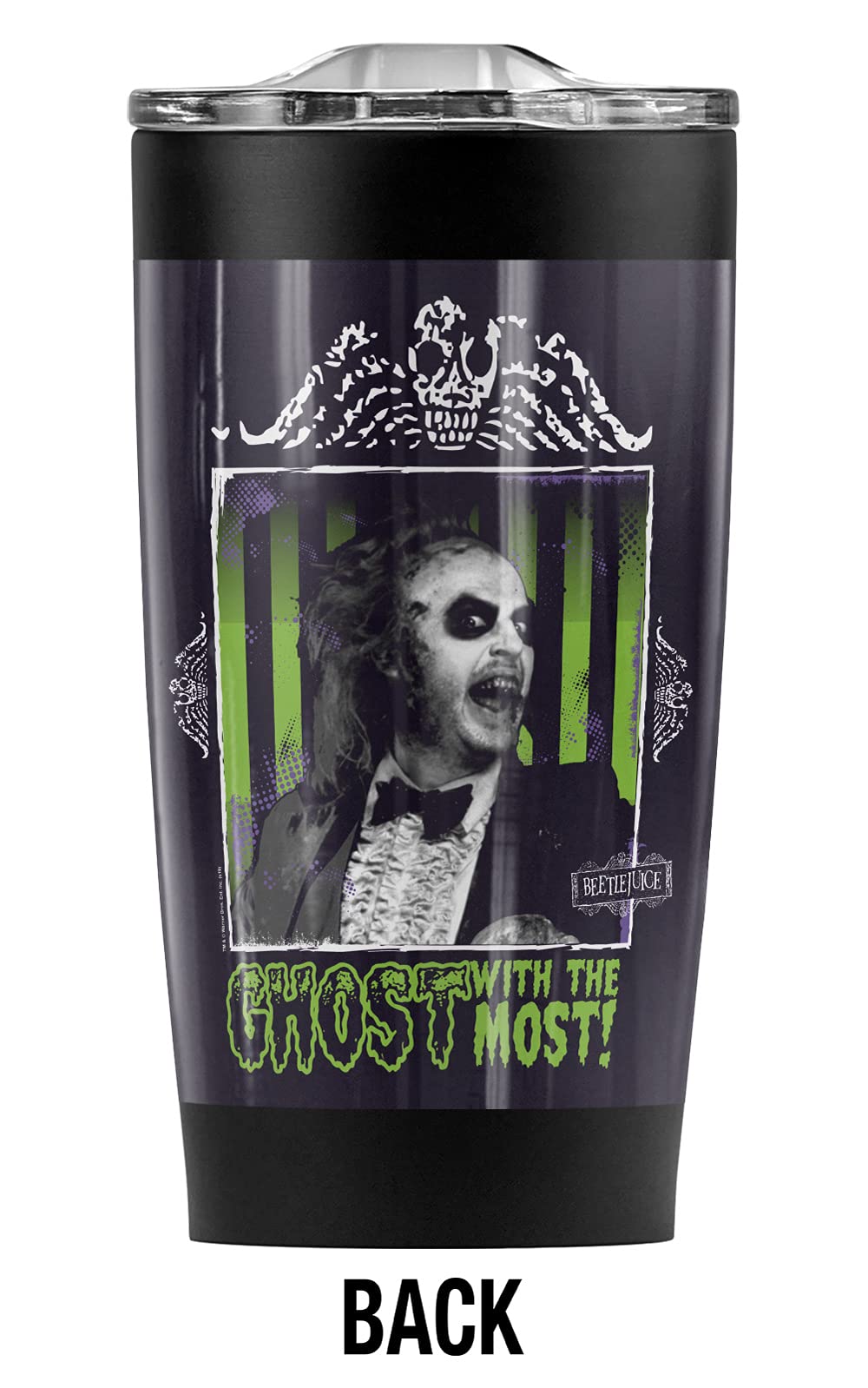 Logovision Beetlejuice Ghost Stainless Steel Tumbler 20 oz Coffee Travel Mug/Cup, Vacuum Insulated & Double Wall with Leakproof Sliding Lid | Great for Hot Drinks and Cold Beverages