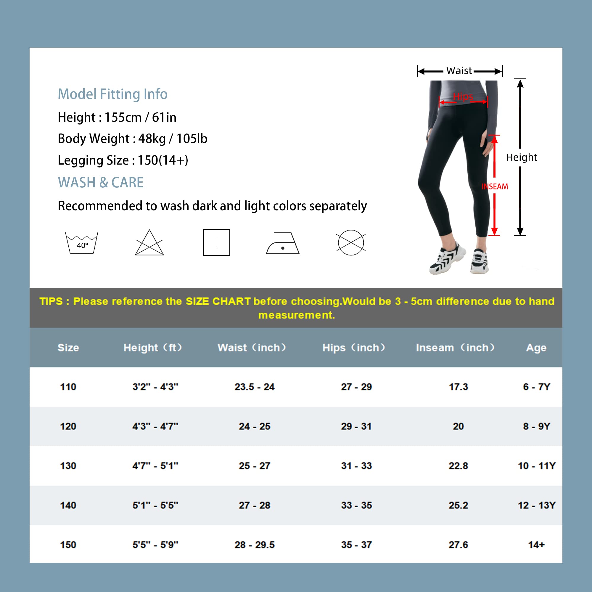 Kiderence Toddler Girls Athletic Leggings Kids Black Yoga Pants with Pocket Size 130