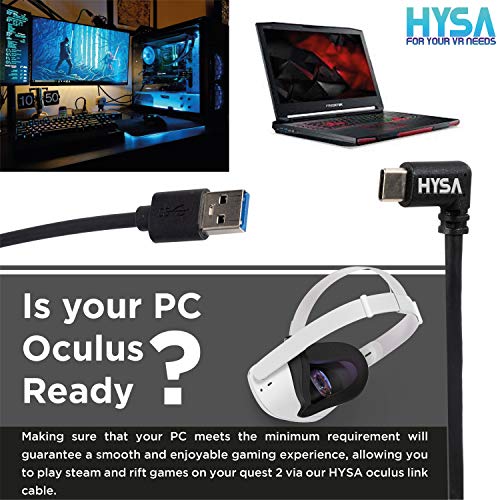 HYSA Oculus Quest Link Cable 13FT(4M) USB 3.2 G1 90 Degree Angle Type c to USB Type a high Speed Data Transfer and Fast Charging (USB-if Certified), Compatible with Oculus Quest 2 and Gaming PC