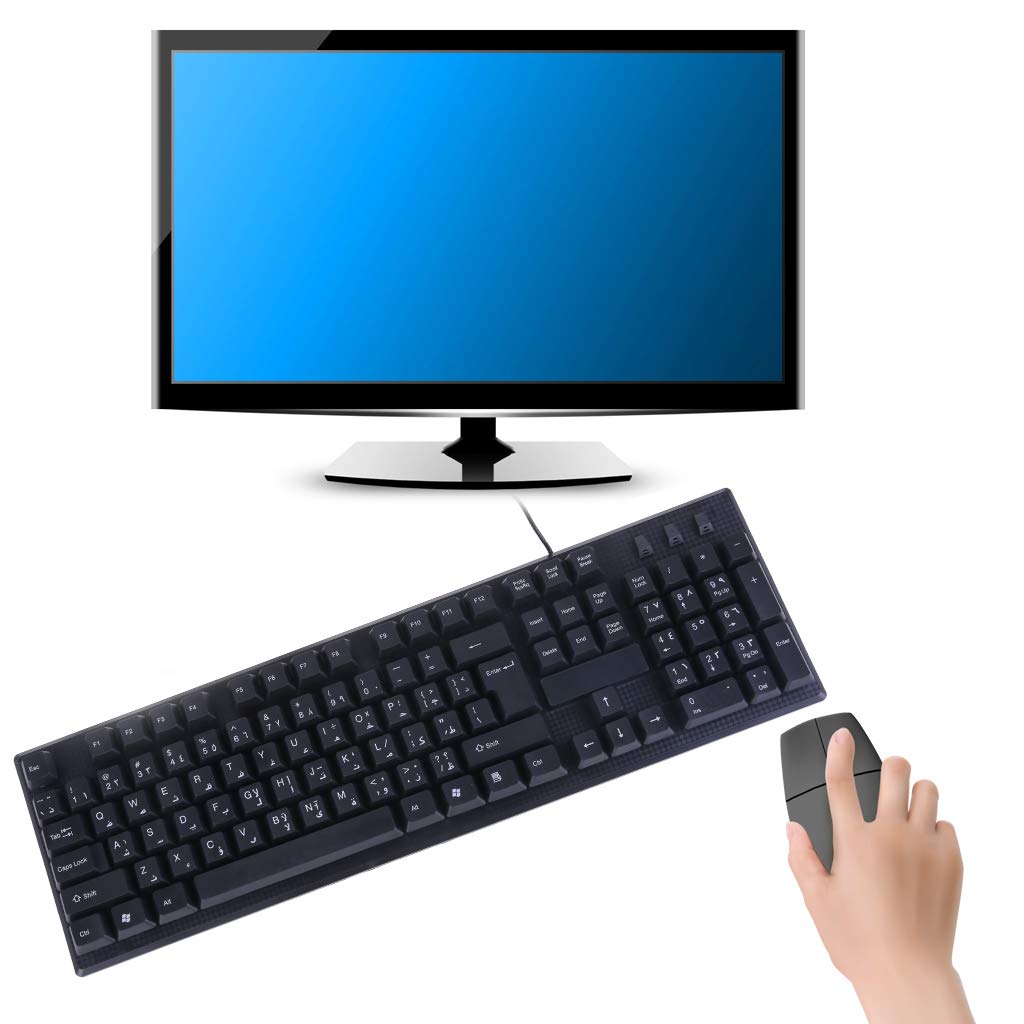 HELYZQ Arabic/English Silent Keyboard Waterproof Office Keyboard for Windows Computer