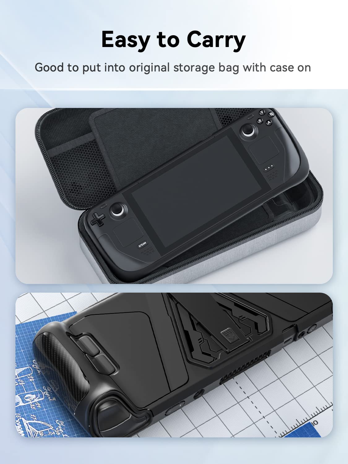 MOJOXR Metal Kickstand Protective Case for Steam Deck-Accurate Cutouts TPU Cover with Stable Stand, Great Case Accessories Fit for Official Carrying Case,Enhanced Comfort and Protection (Black)