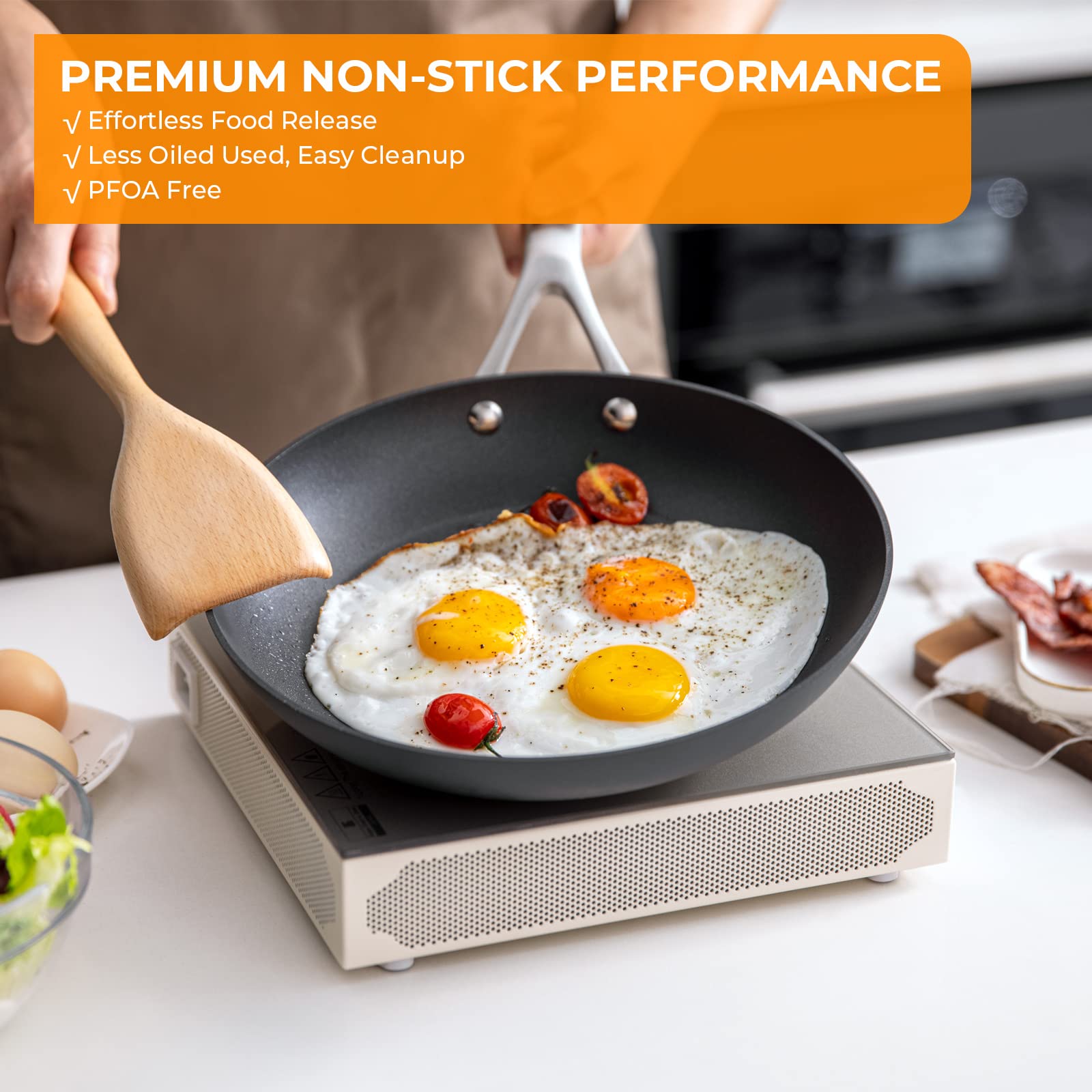 Hard Anodized Nonstick Cookware Set, Fadware Pots and Pans Set Nonstick 10-Piece, PFOA Free Pans for Cooking Scratch Resistant, Dishwasher Safe Set of Kitchen Cookware, Black