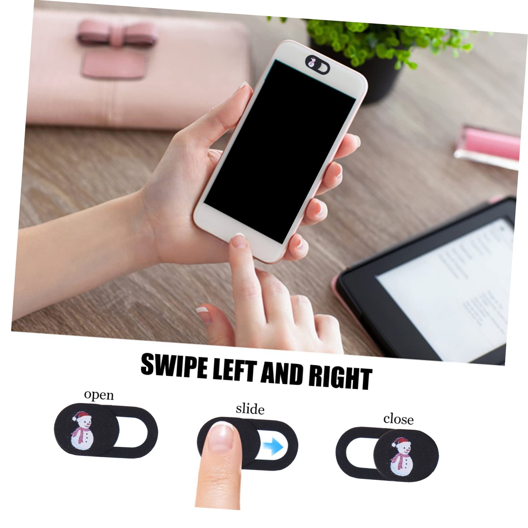 NUSITOU 3pcs Camera Slide Tablet Camera Cover Computer Camera Covers Phone Camera Blocker Laptop Camera Cover Christmas Webcam Cover Slides Wheat Straw Cell Phone Protection Cap Slider