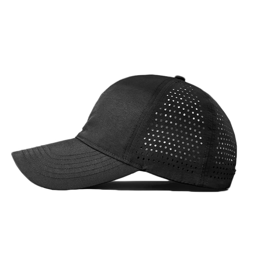 Oversize XXL Baseball Caps,Quick Dry Mesh Sports Hat for Big Heads 22"-25",Waterproof Lightweight Running Sun Hat. (Black)