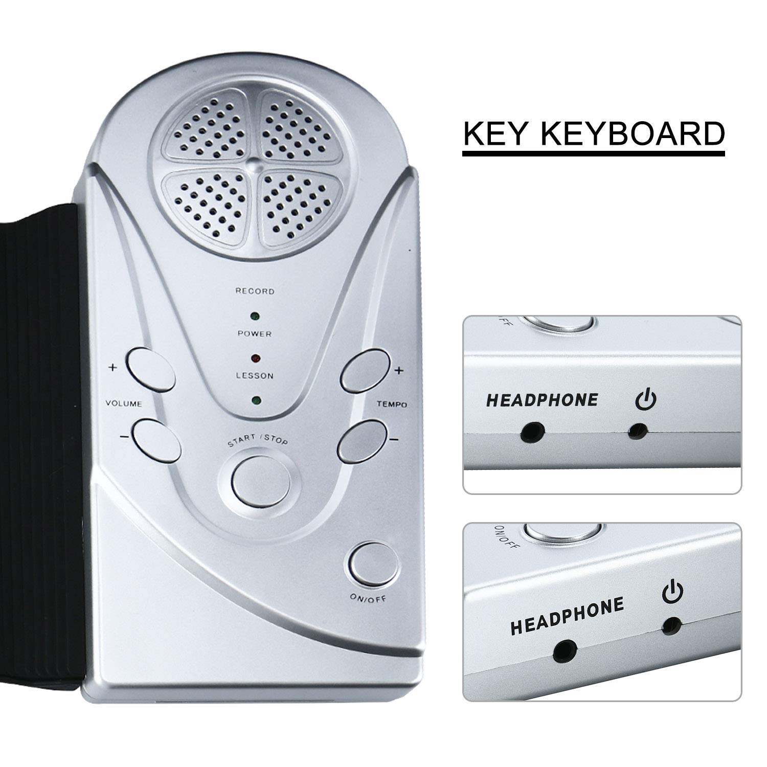 Homend Roll Up Piano for Kids Beginners, Travel Foldable 49 Keys Flexible Electronic Hand Roll Piano Built-in Speaker Environmental Silicone Piano Keyboard