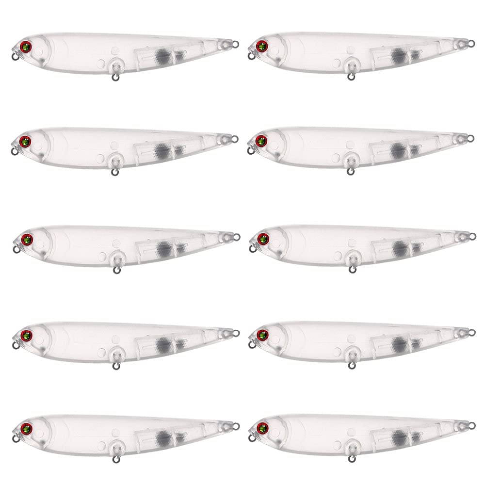 LHLLHL 20pcs/Set Unpainted Lures Fishing DIY Blank Clear Artificial Hard Plastic Pencil Baits 90mm 100mm 110mm with 5mm 3D Fish Eyes (Size : 110mm 13.5g)