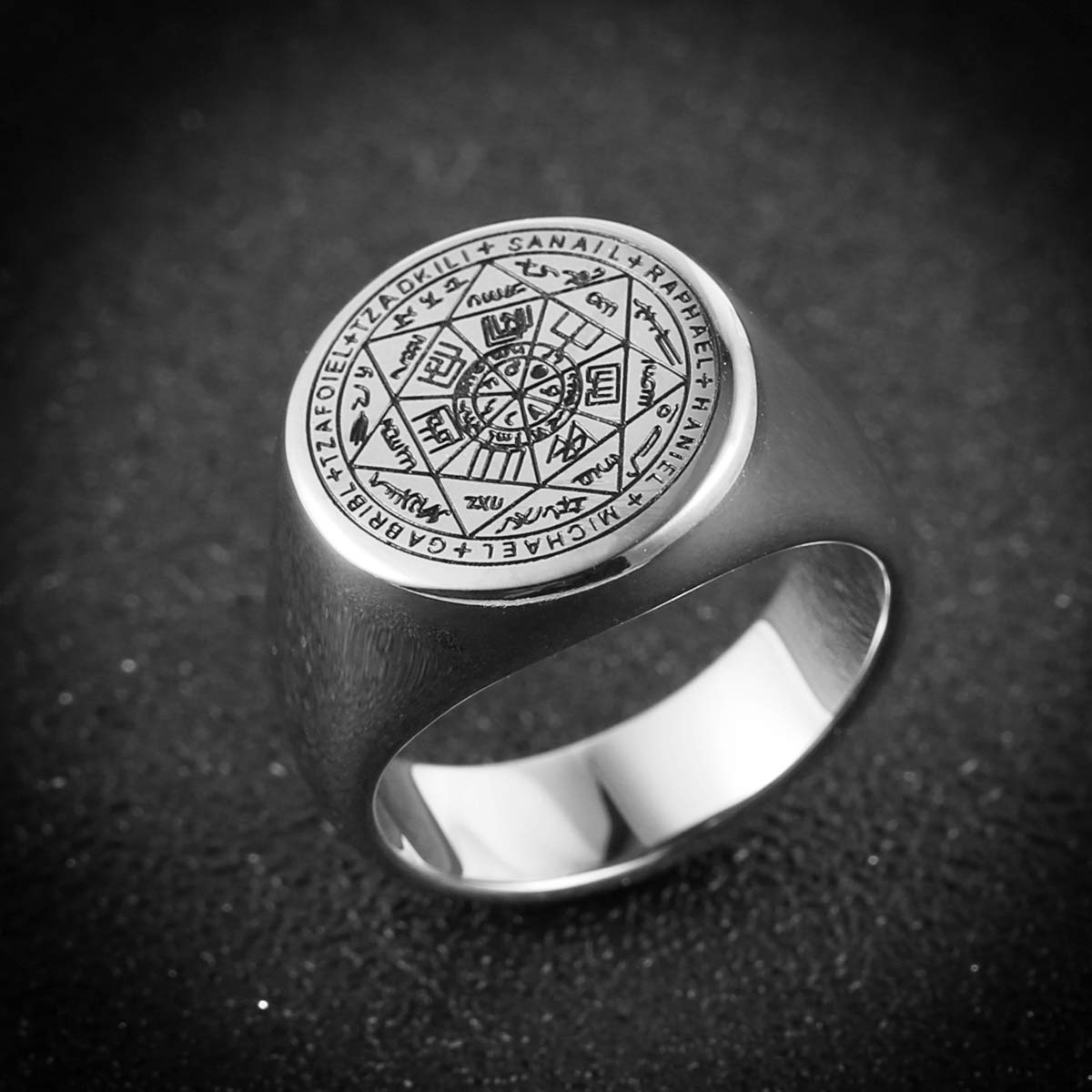HZMAN Seals of The Seven Archangels Rings Choker Statement Silver Gold Stainless Steel