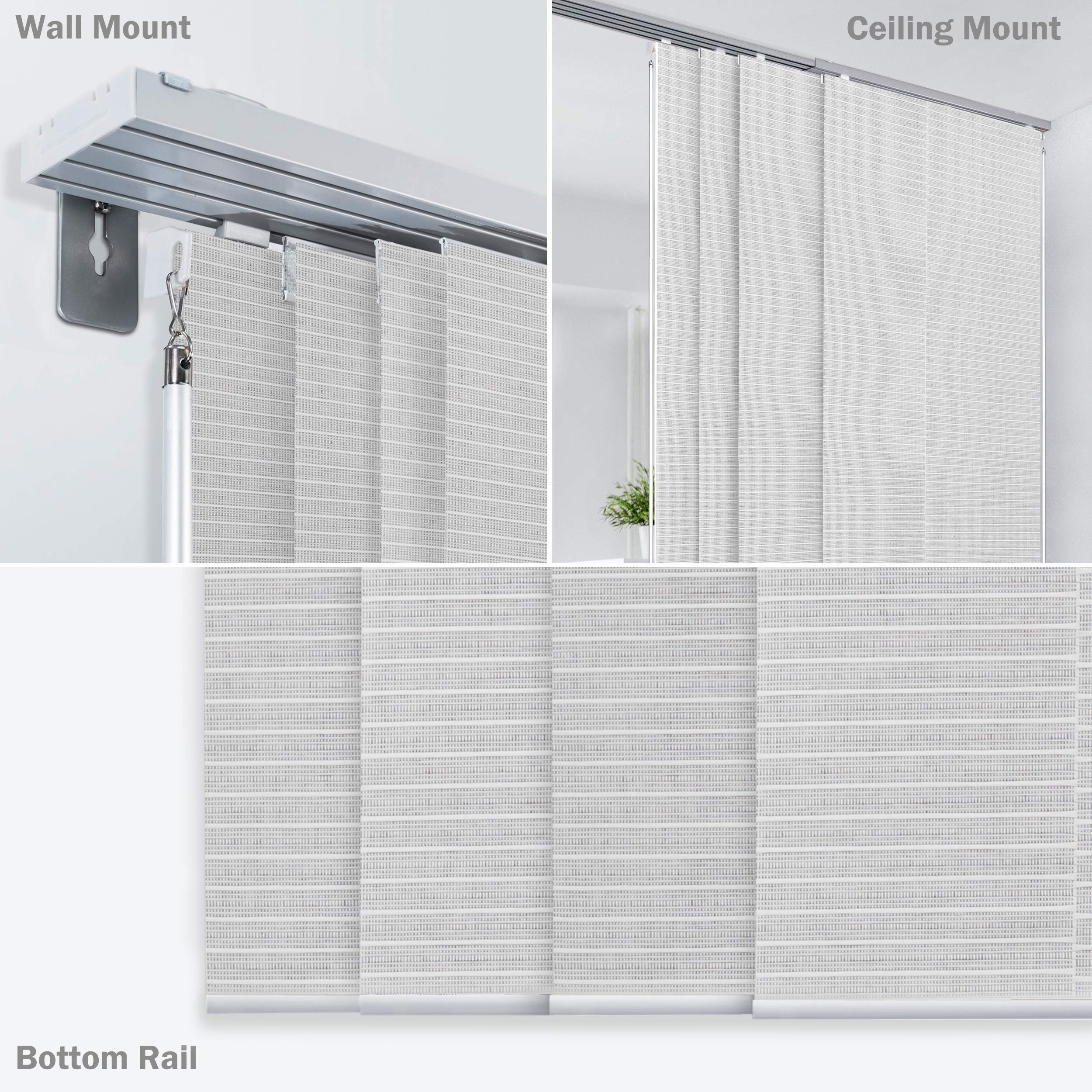 GoDear Design Adjustable Sliding Door Blinds 45.8"- 86" W x 96" H, Extendable Vertical Blinds for Patio Doors, Panel Track Blinds for Windows, Trimmable Fabric Glass Door Shades, Semi-Privacy, Zipper