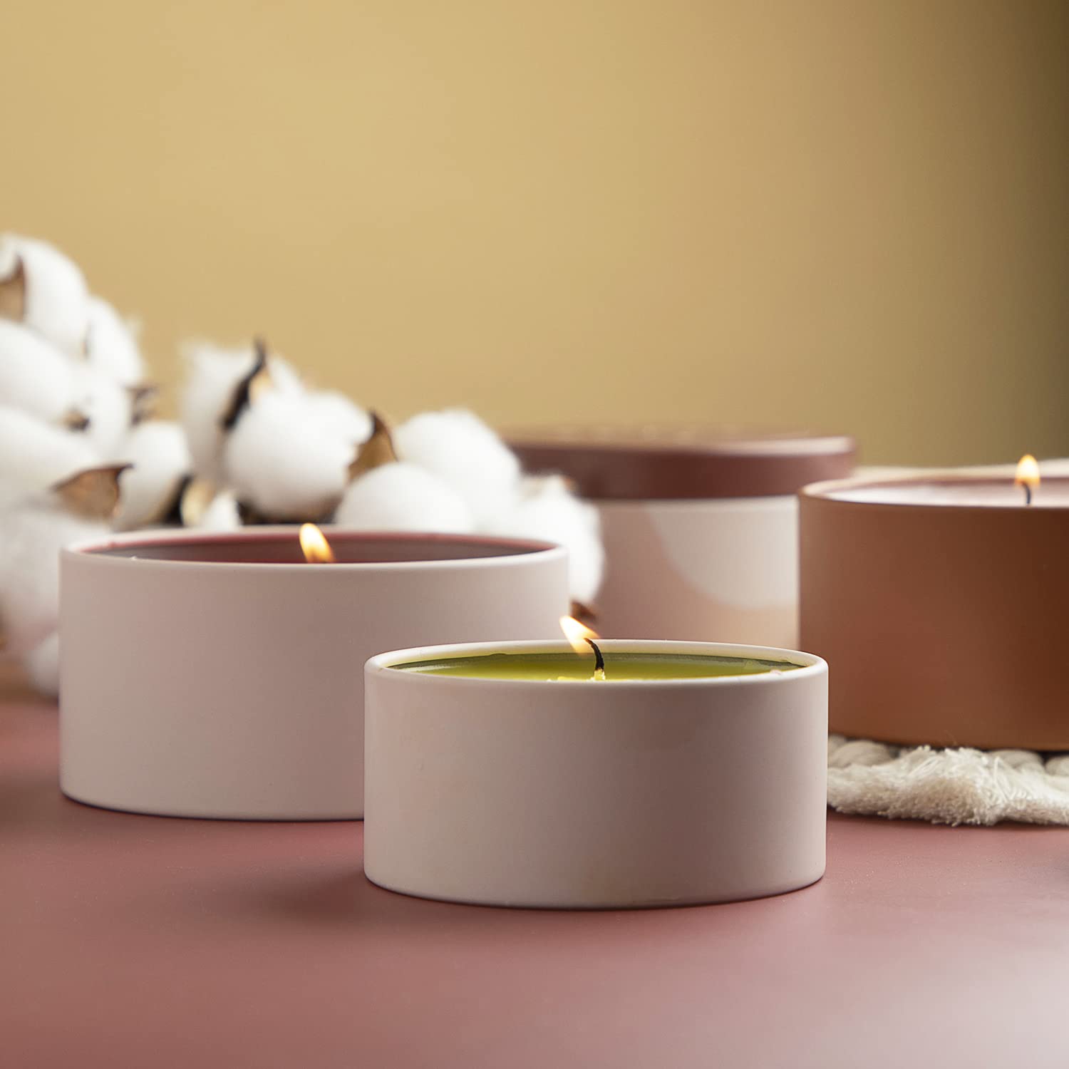 Hearth & Harbor Tin Candle Jars for Making Candles - DIY Candle Containers with Lids - Metal Candle Jars - Bulk Tins Storage for Candle - (12 Pieces) - (8 Ounces) - Solid Peach and Copper