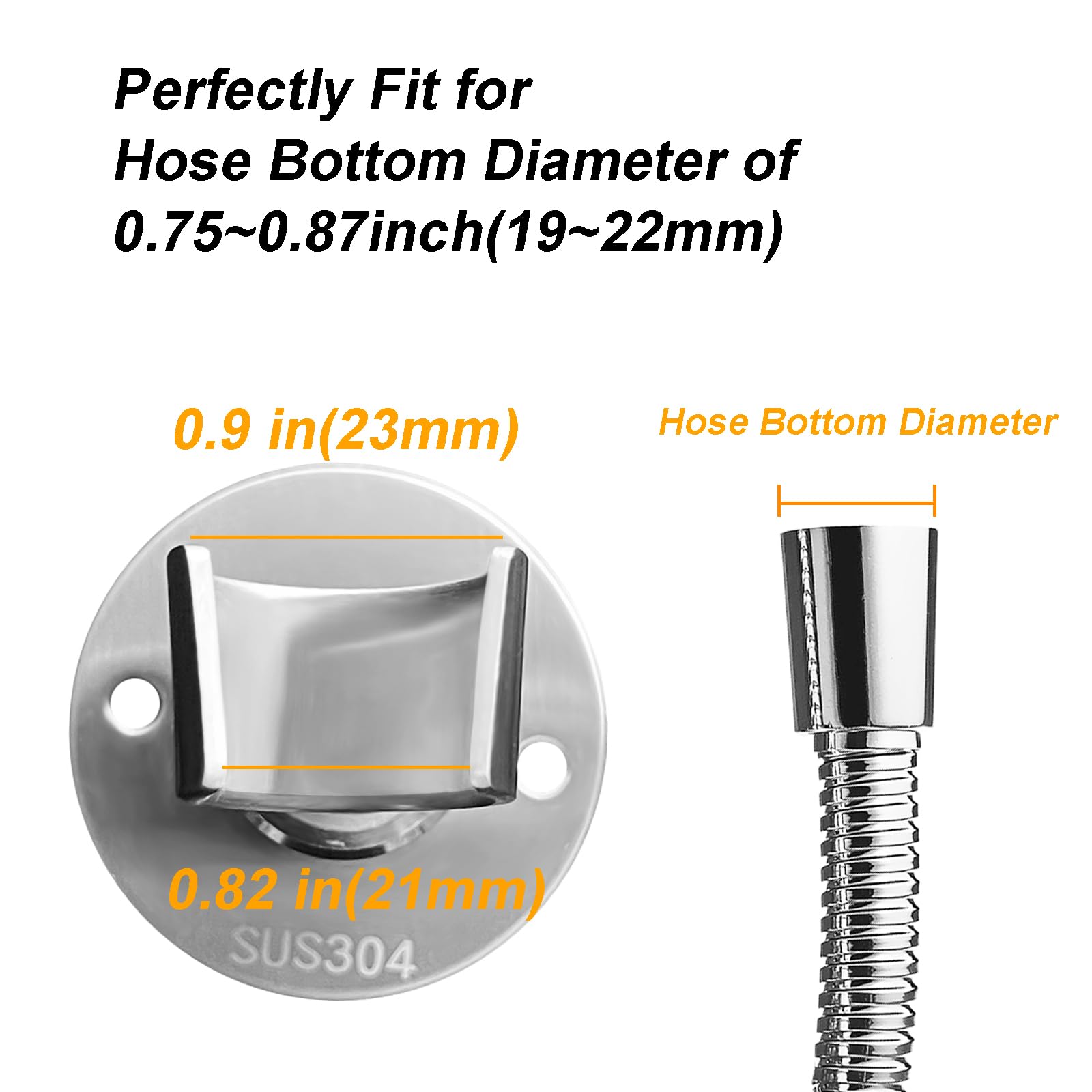 InterMaka Shower Head Holder - 360° Adjustable Stainless Steel Handheld Shower Head Bracket Holder, Shower Wand Holder Wall Mount, Nail or Adhesive Installation Shower Spray Holder for Bathroom