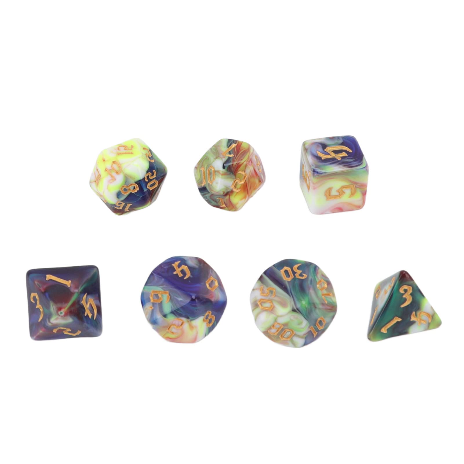 KUIDAMOS Dice Set, Acrylic Polyhedral Game Dice Precise 7 Die Practical for Board Role Playing Games(Type 3)