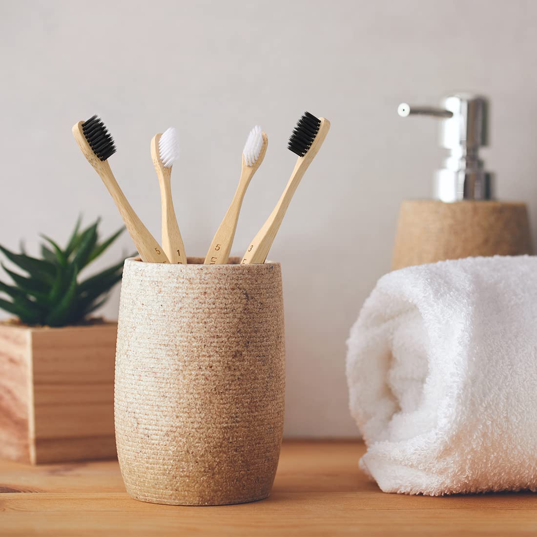NUDUKO Biodegradable Bamboo Toothbrushes, Wooden Toothbrush 10 Pack, Multicolor BPA Free Soft Bristles Tooth Brush, Eco-Friendly Natural Green and Compostable Tooth Brushes