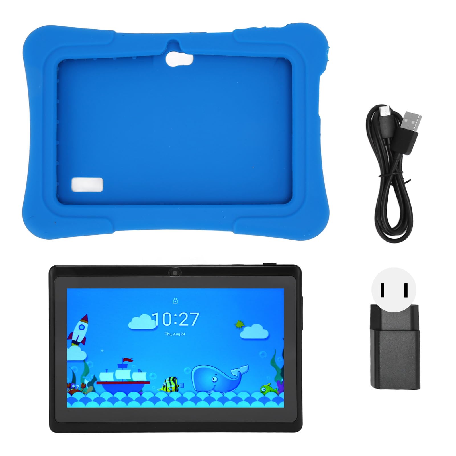 Kids Tablet, Dual Camera Touch Screen WiFi Quad Core 7 Inch Kids Tablet for Android 10.0 for Girls (US Plug)