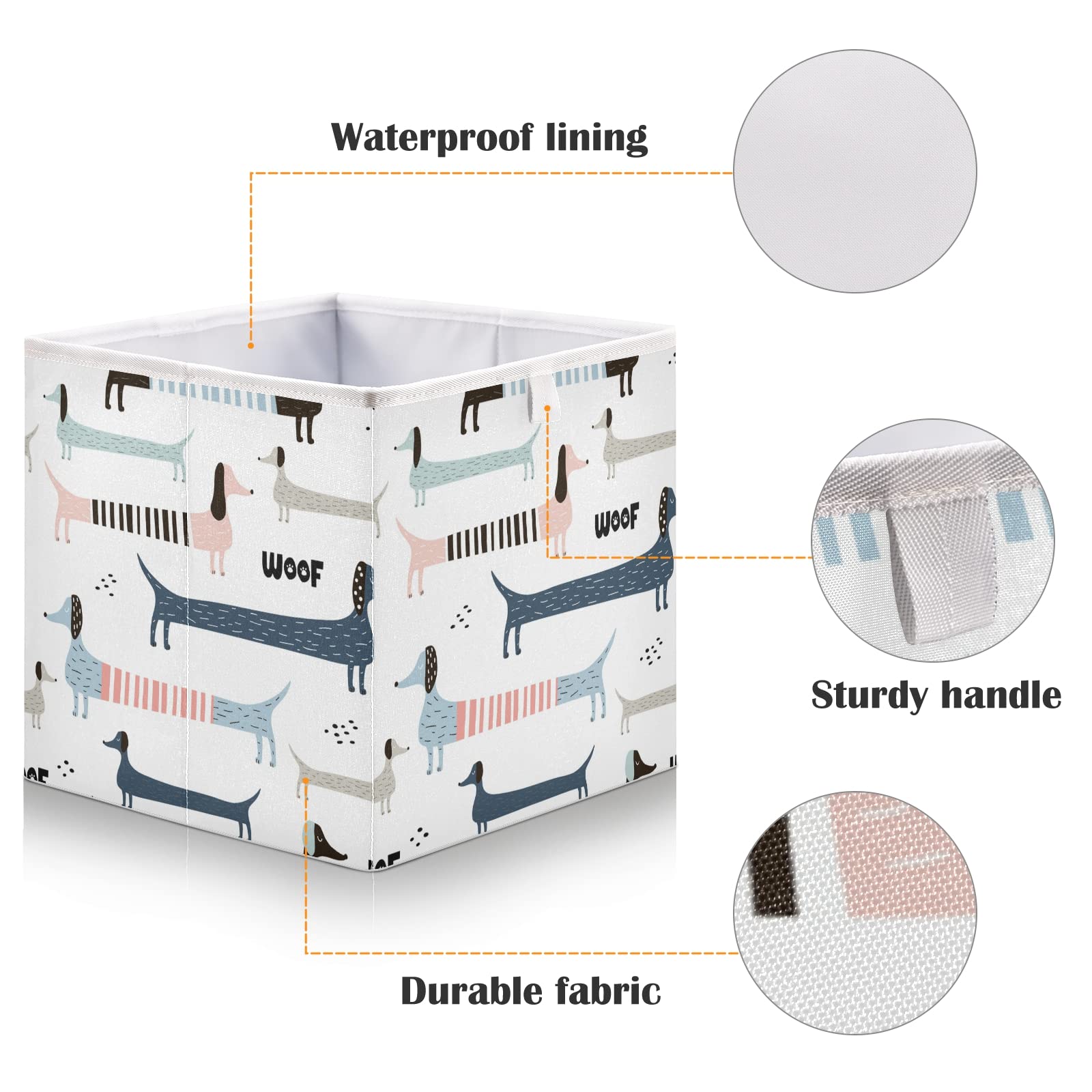 KEEPREAL Cute Navy Blue Dachshund Basket Bin Large Storage Basket Toy Basket Cube Storage Basket Clothes Basket Decorative Basket for Home Office
