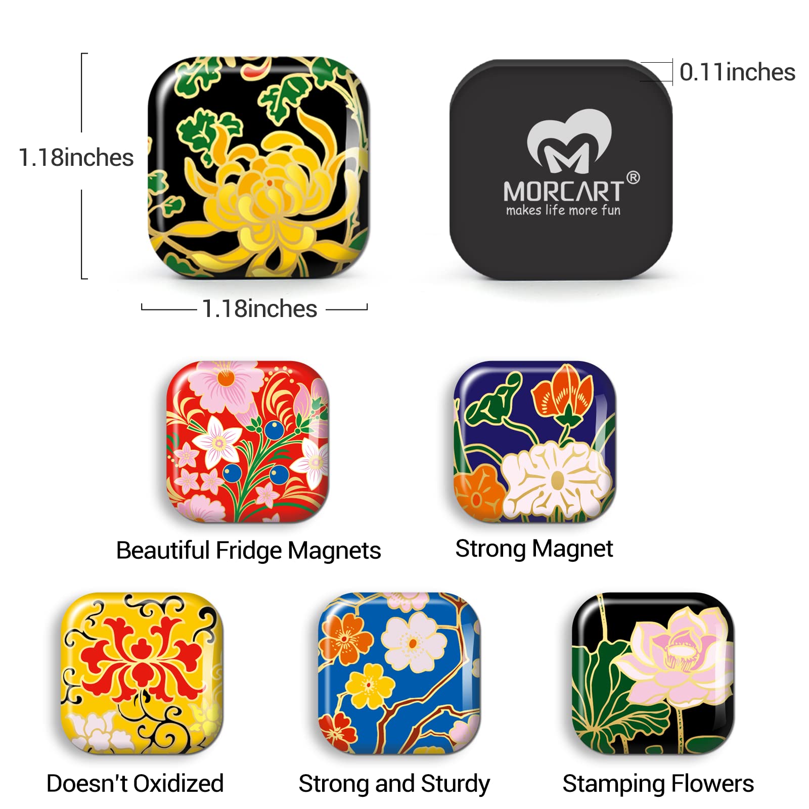 MORCART 30 Pcs Magnets for Fridge β Decorative Magnets for Refrigerator β Cute Locker Magnets,Adult Office and Kitchen Fridge Magnets,School Whiteboard Blackboard Magnets Stamping Flowers Art Gift