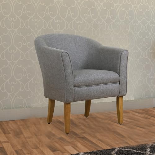 HomePop Barrel Shaped Accent Chair, Gray and Brown