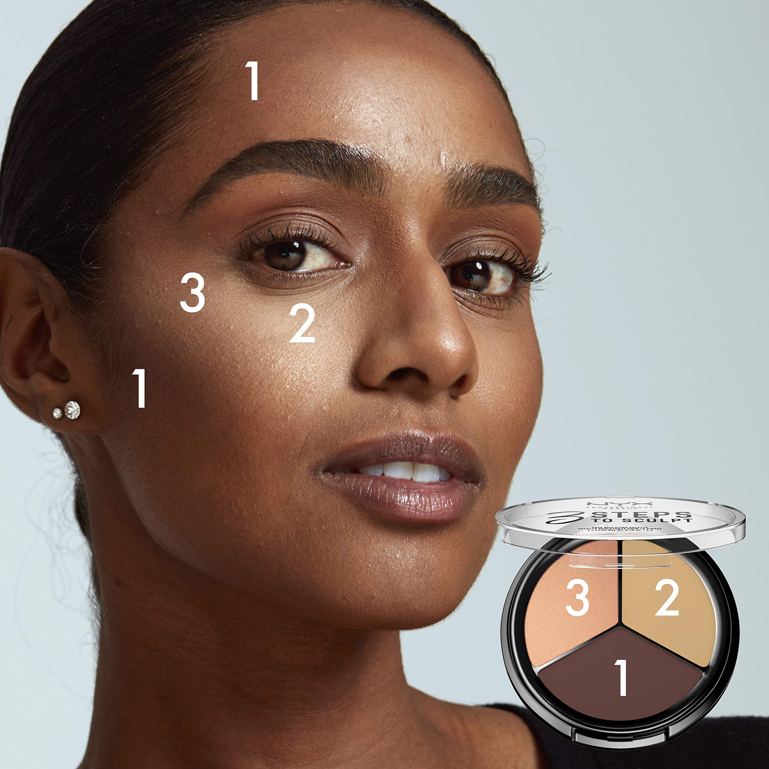 NYX PROFESSIONAL MAKEUP 3 Steps to Sculpt, Face Sculpting Contour Palette - Deep (Pack of 2)