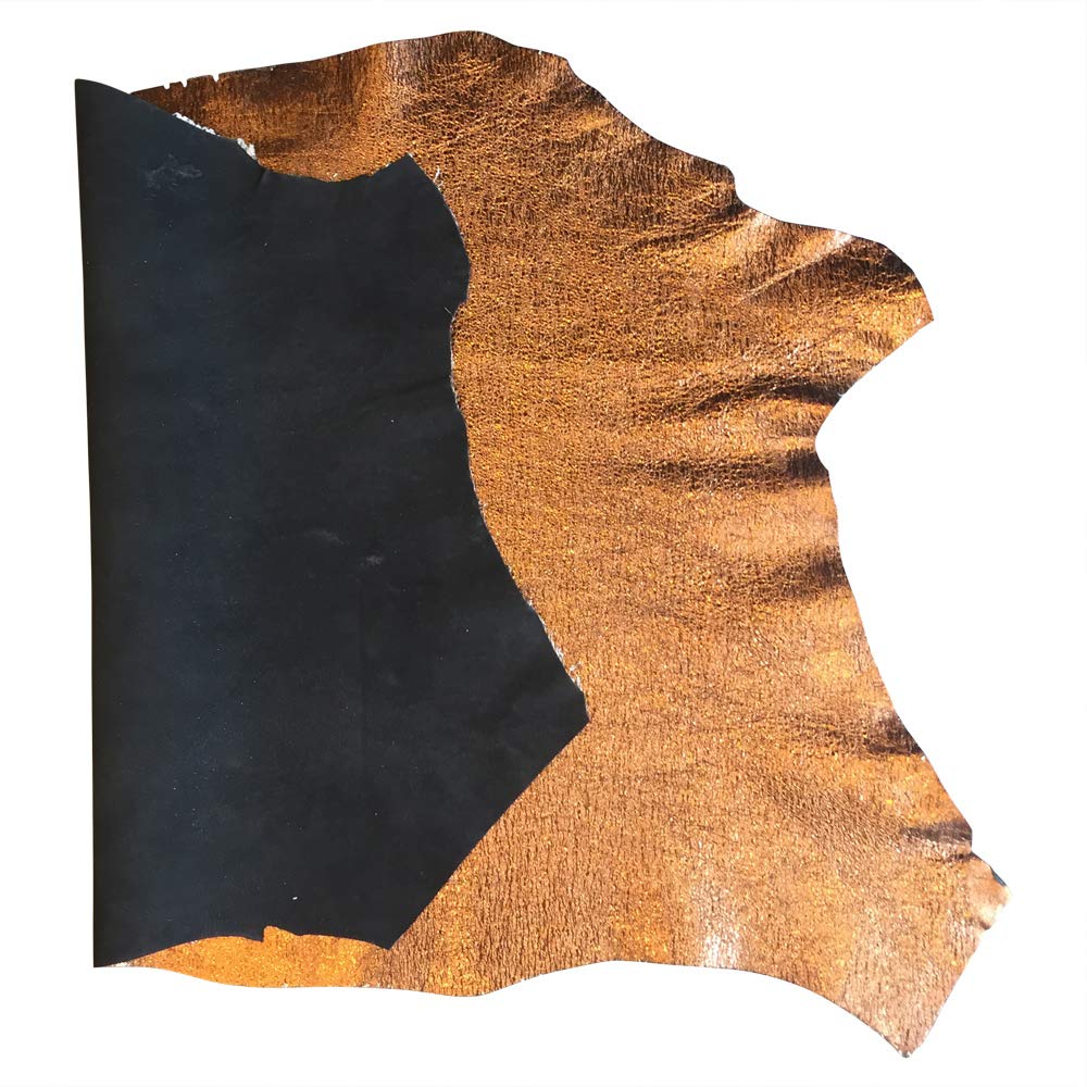 Genuine Leather Hides - Spanish Full Skin - Brown Copper Color - 5 sq ft - 26¨x 24¨ at Longest and widest- 1 oz. avg Thickness - Lambskin -Upholstery-Craft -Bookbinding-Material