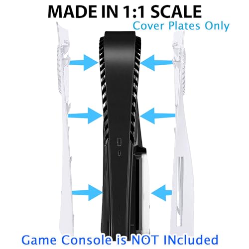 New for PS5 Extra Cover Plates Faceplate White Replacement, Compatible with for PlayStation 5 Disc Edition Game Consoles, DIY Frosted Protective Shell with Radiator Windows & Dustproof Mesh