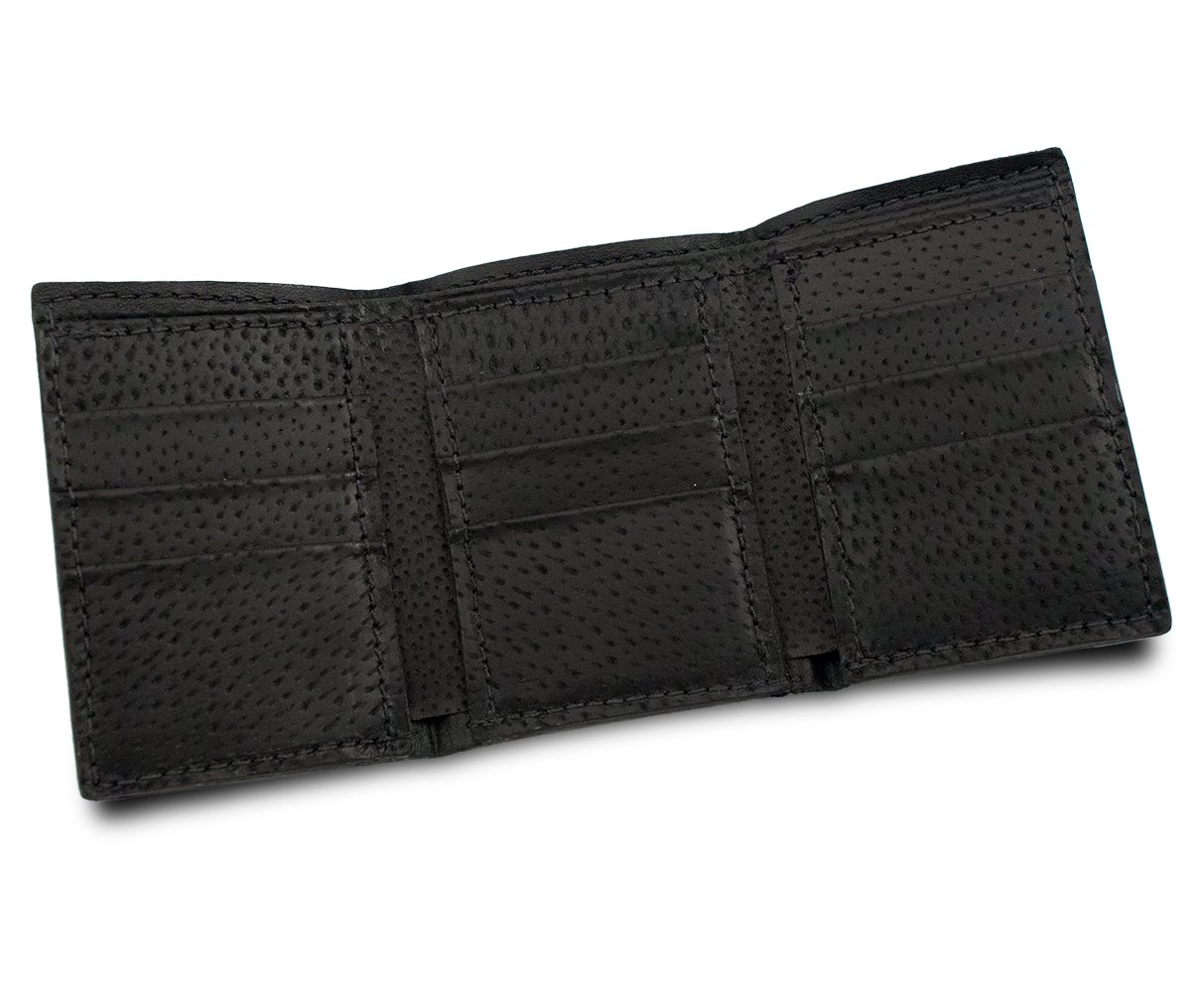 Genuine Ostrich Skin Trifold 9 Card Leather Wallet (Brown)