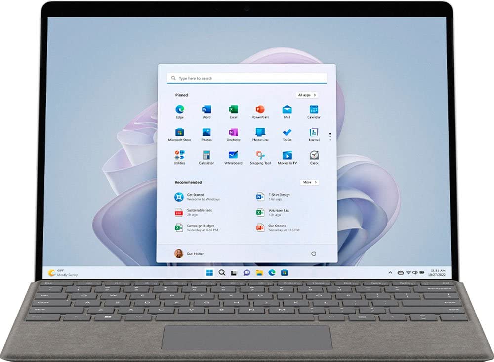 Microsoft Surface Pro 9, 13'' Touchscreen 2-in-1 Tablet, 12th Gen Intel Core i5-1235U, Iris Xe Graphics, 8GB DDR5 RAM, 512GB SSD, Windows 11h, Platinum, Device Only, with MTC Stylus Pen, Plantinum