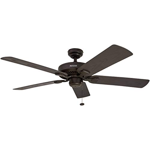 Honeywell Belmar 52-Inch Indoor/Outdoor Ceiling Fan, Five Damp Rated Fan Blades, Bronze (Renewed)