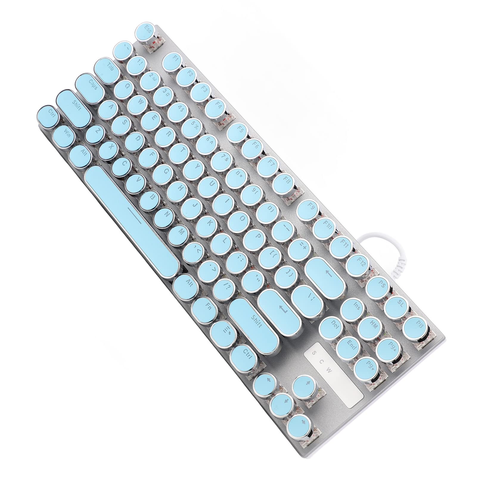 Mechanical Keyboard with red Switch, USB Interface Mechanical Gaming Keyboard with red Switch with 87 Keys for Desktop Blue Electroplating Punk
