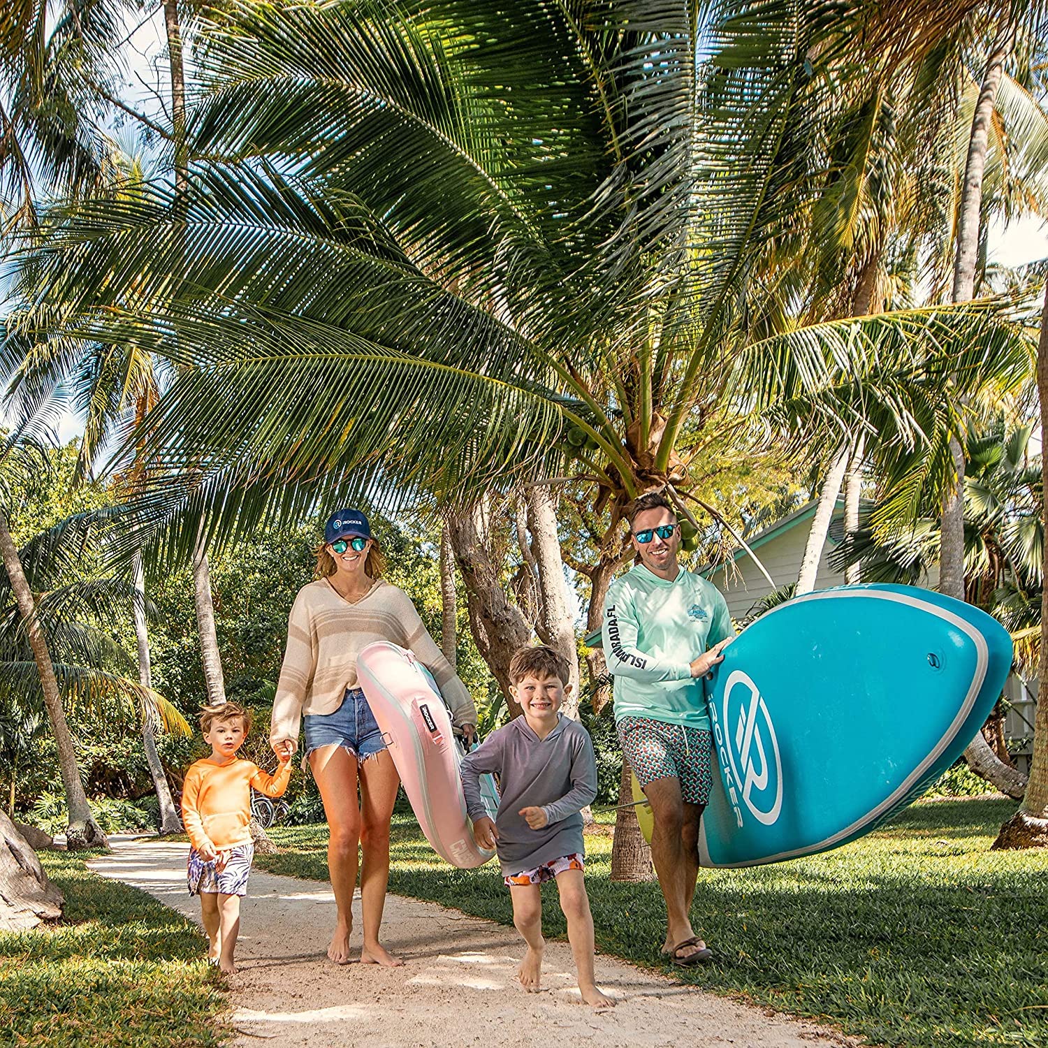 iROCKER All-Around Inflatable Stand Up Paddle Board, Extremely Stable 11' Long x 32" Wide x 6" Thick Premium SUP with Roller Bag, Carbon Paddle, Pump, Leash, Fins & Repair Kit, Orange