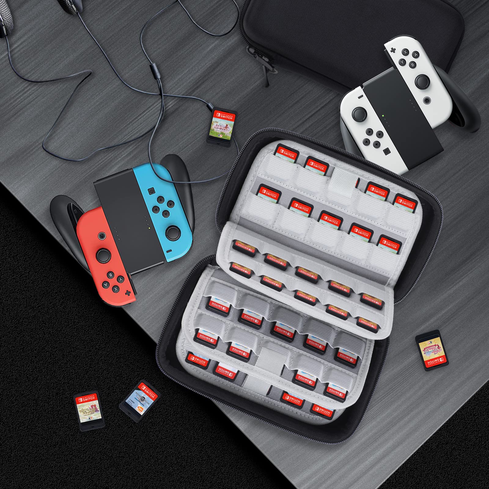 Joogee Game Card Storage Case Compatible with Switch OLED, Protective Carrying Case Compatible with Switch, Games Cartridges Compatible with Switch Lite, 80 Cards, Black