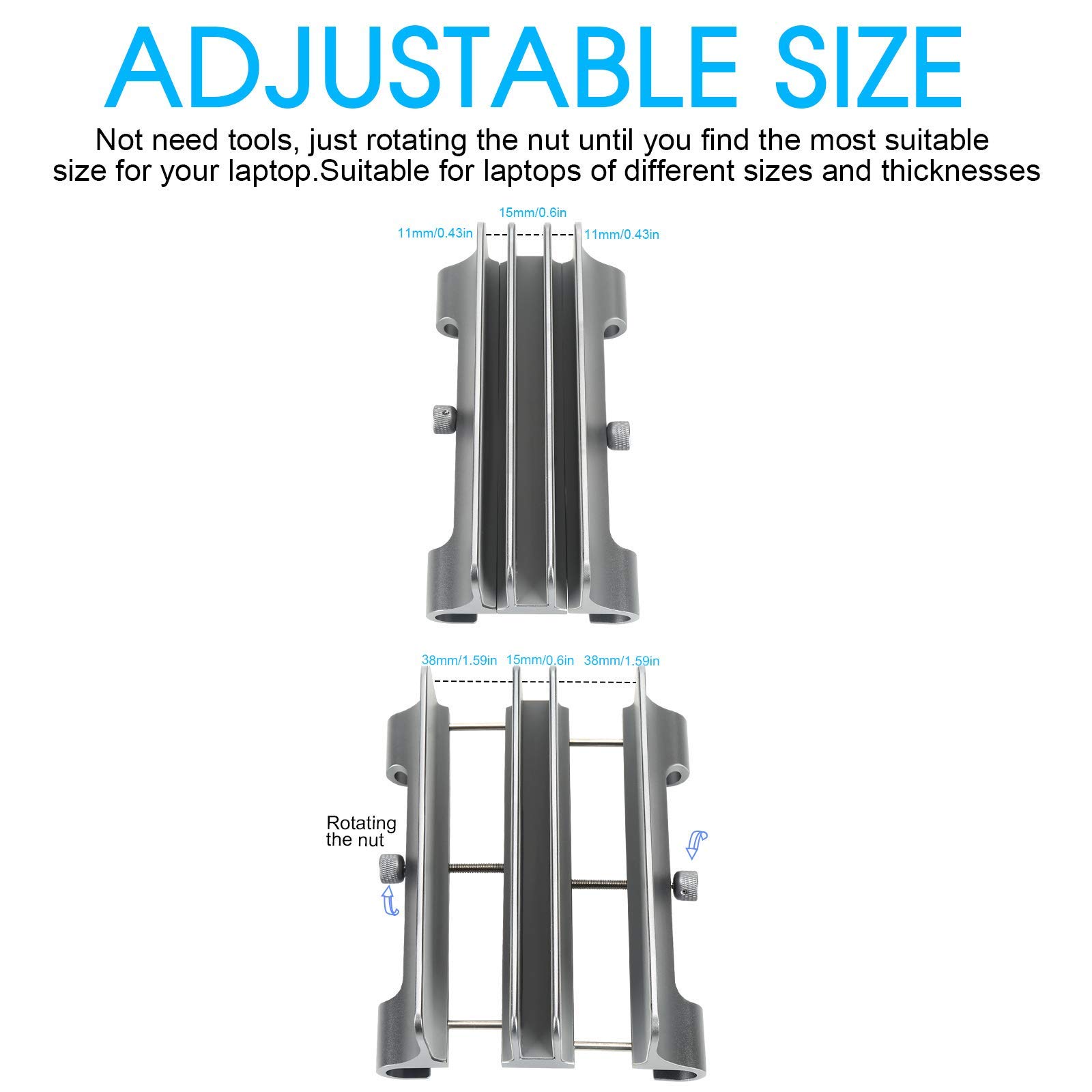 HOMIEBUDS Aeiniweraabbcc VHOB Vertical Laptop Stand,3 Slots Aluminum Desktop Holder with Multiple Laptop Stand,Compatible with Apple Notebooks?MacBook Pro,Surface,Chromebook and Gaming Laptops