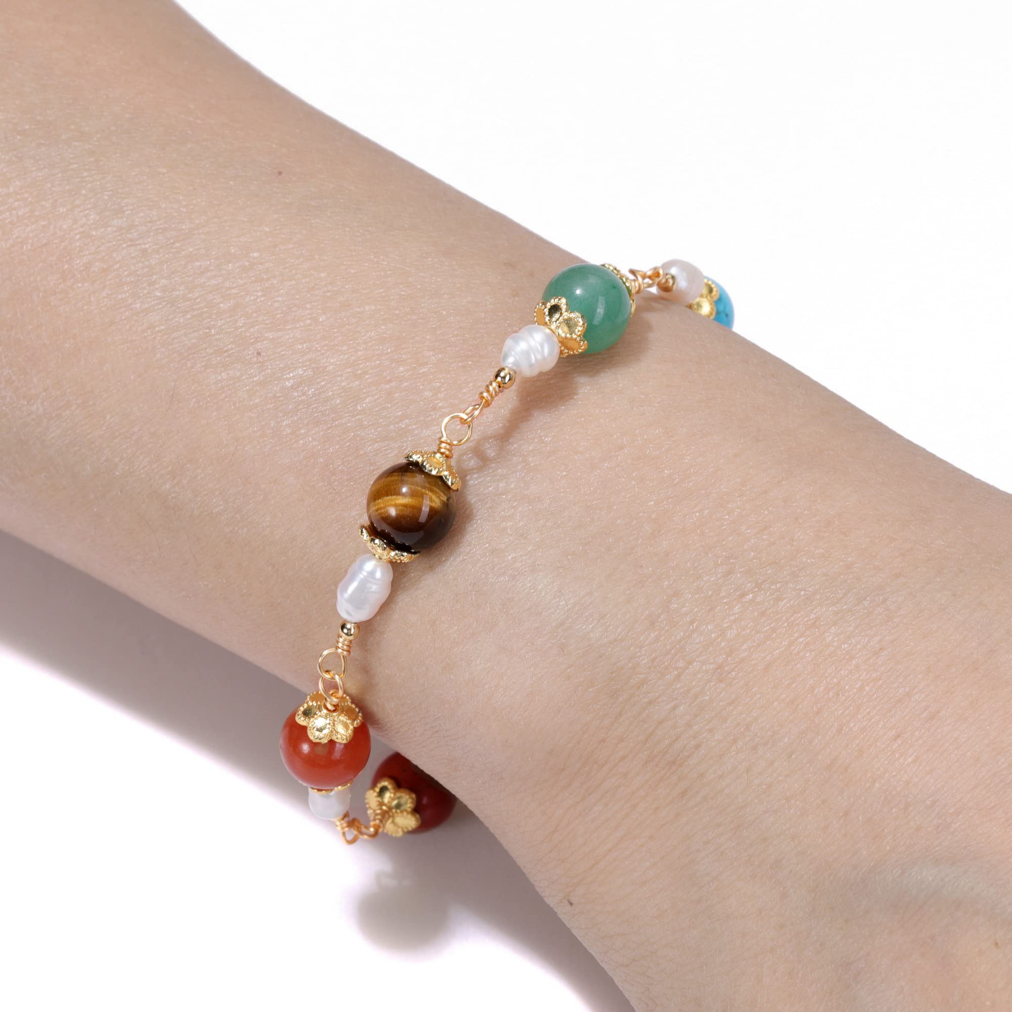MANIFO 7 Chakra Healing Crystal Stone Bracelet Reiki Gemstones Bead Link Bracelets Jewelry for Women