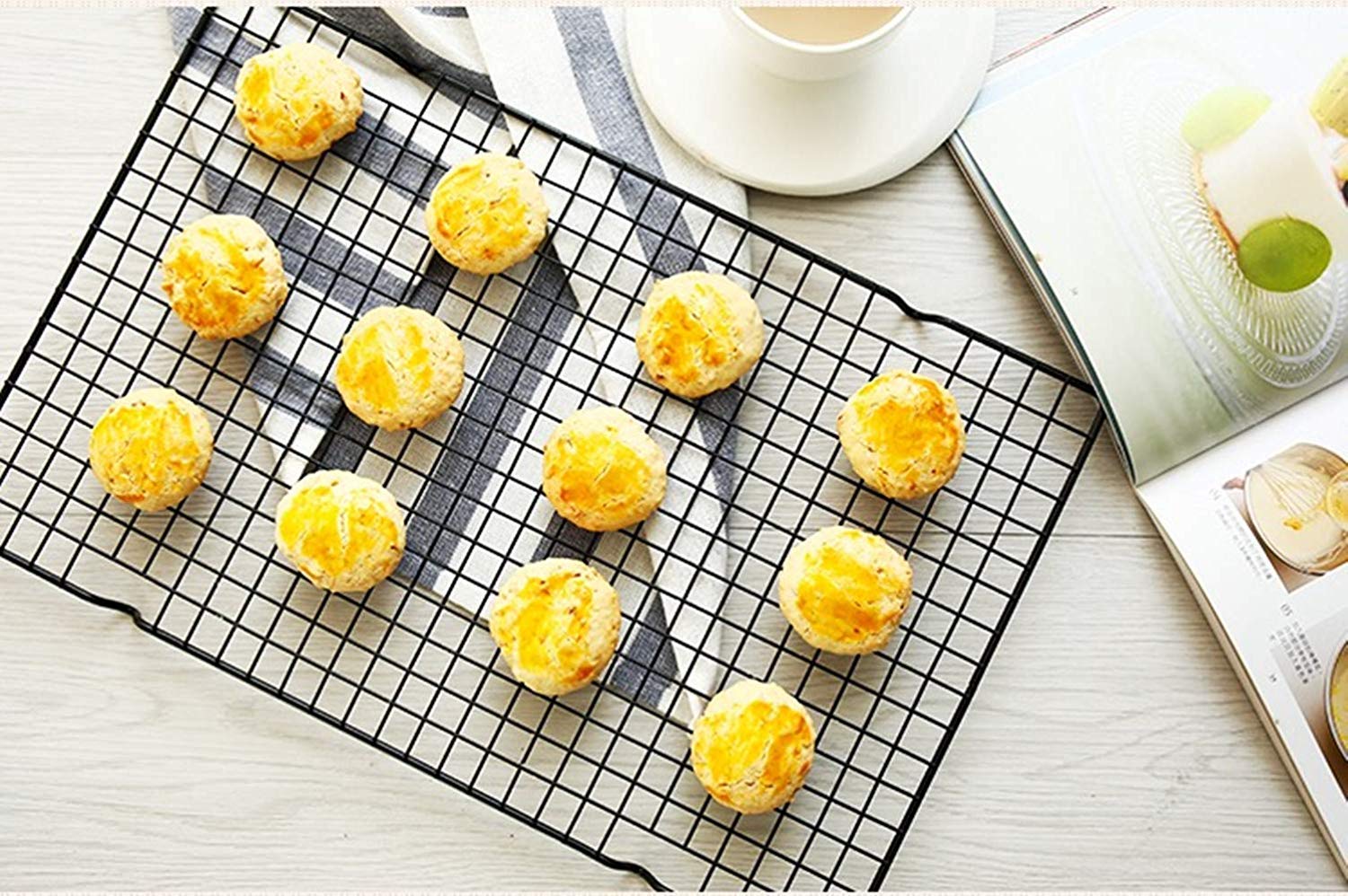 Mokpi Cooling Baking Rack Wire Racks, Size 16.14ββx10ββ, Thick Heavy Duty Commercial Quality Grid Rack (Set of 4)