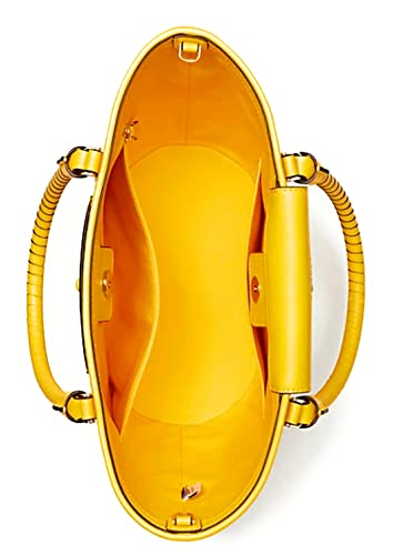kate spade Cruise Medium Striped Straw Tote Crossbody Bag, Mango Ice Yellow