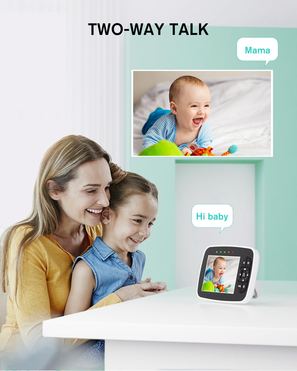 Kidsneed SM935C Baby Monitor with Camera and Audio | Keep Babies Safe with 19 Hour Battery Life, 3.5” Large Screen, Night Vision, Talk Back, Room Temperature, Lullabies, 960ft Range