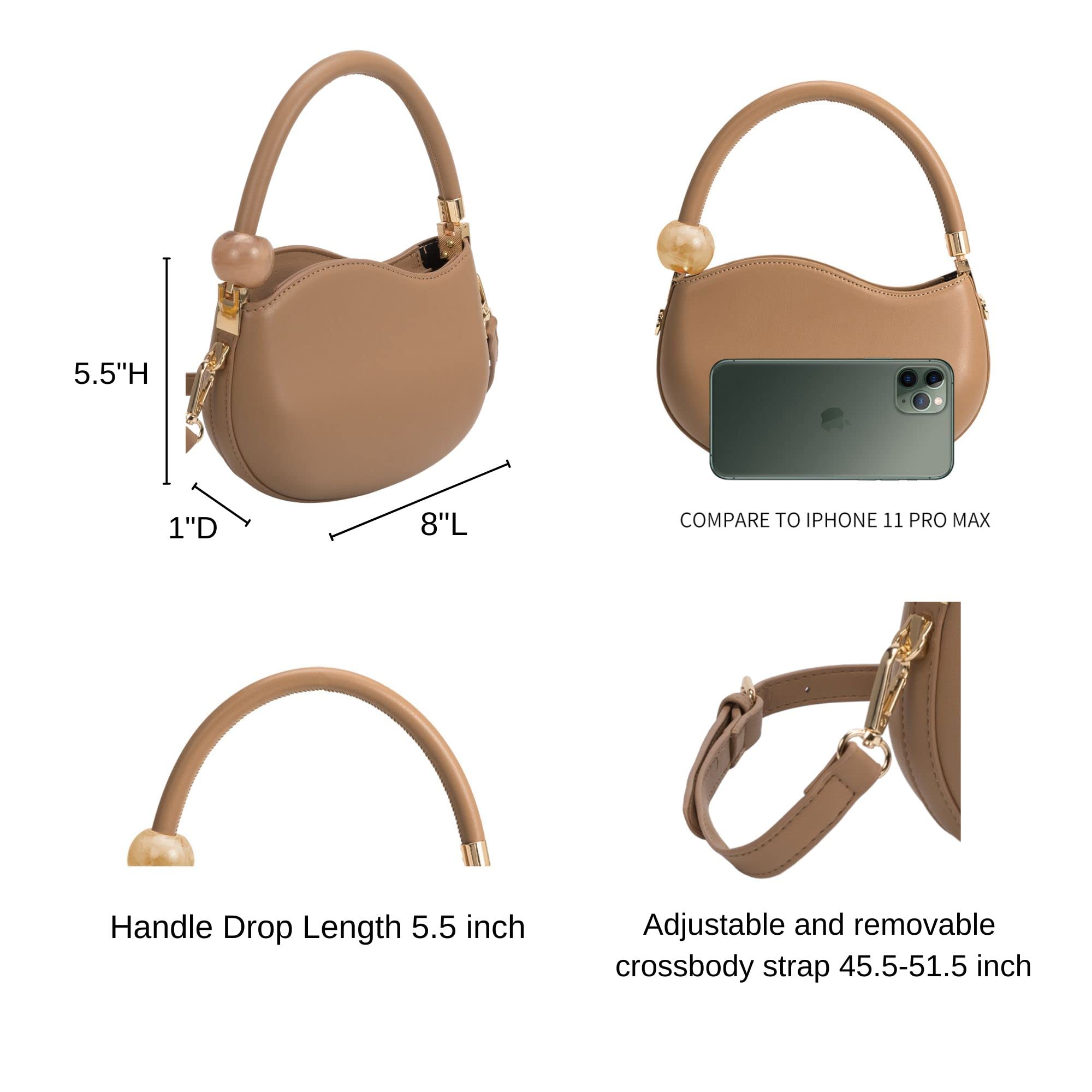 Melie Bianco Jennie Bag - Luxury Vegan Leather Handbag - Compact Design, Crossbody Capabilities, Zip Closure - 100% Recycled Fabric - Versatile for Work, Date-Night, Casual & Evening Wear - Chocolate