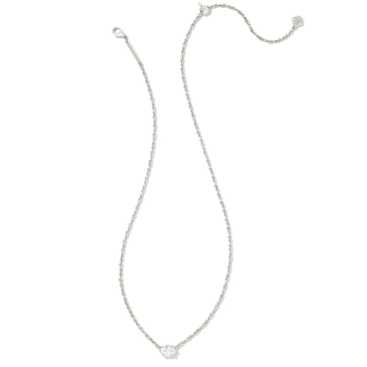 Kendra Scott Cailin Silver-Plated Brass Pendant Necklace in White Crystal, Fashion Jewelry for Women